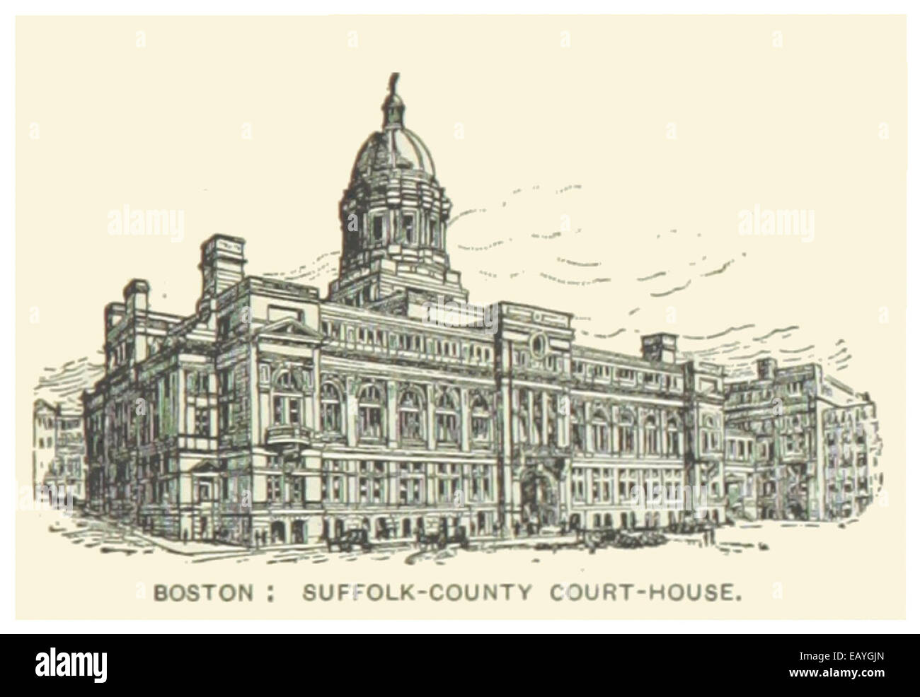 This 1891 image shows the Suffolk County Courthouse in Boston ...