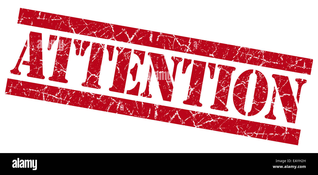 Attention grunge red stamp Stock Photo - Alamy