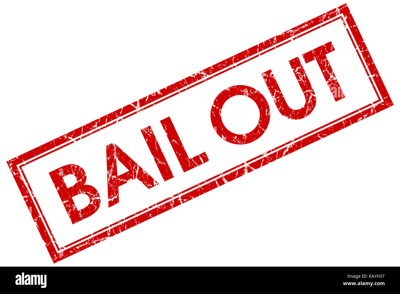 Bail out red square grungy stamp isolated on white background Stock ...