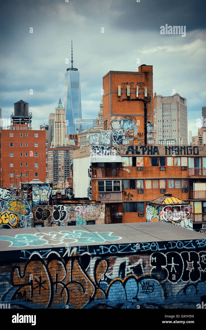 Graffiti and urban buildings in downtown Manhattan Stock Photo - Alamy