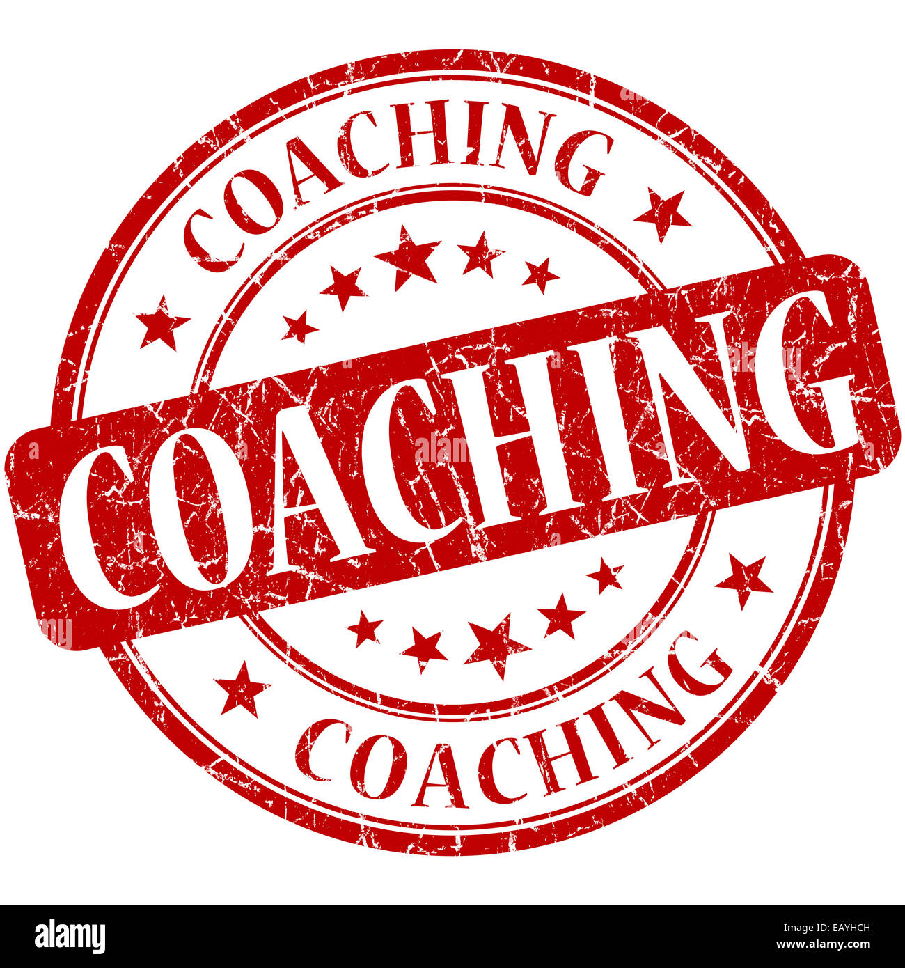 Coaching red round grungy vintage rubber stamp Stock Photo - Alamy