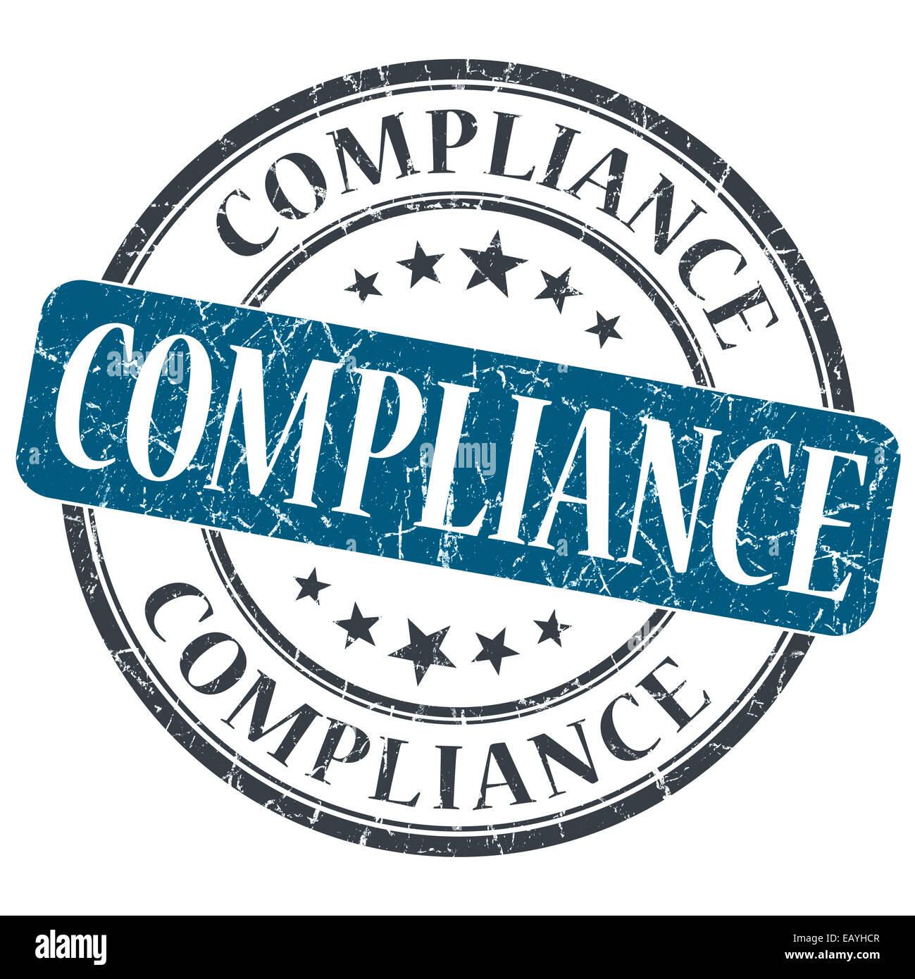 Compliance blue grunge round stamp on white background Stock Photo - Alamy
