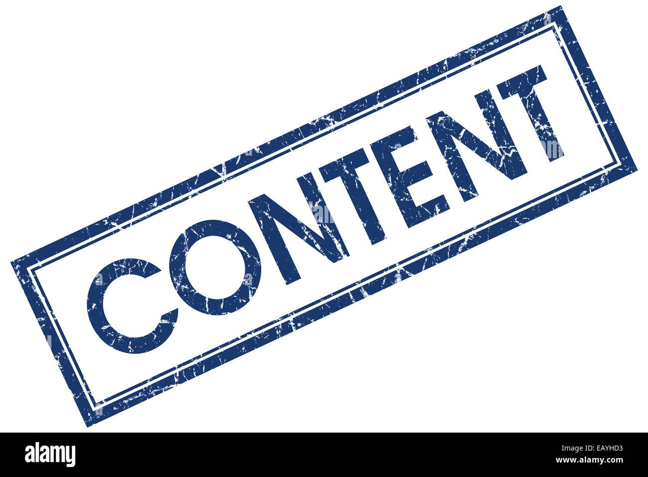 Content blue square grungy stamp isolated on white background Stock ...