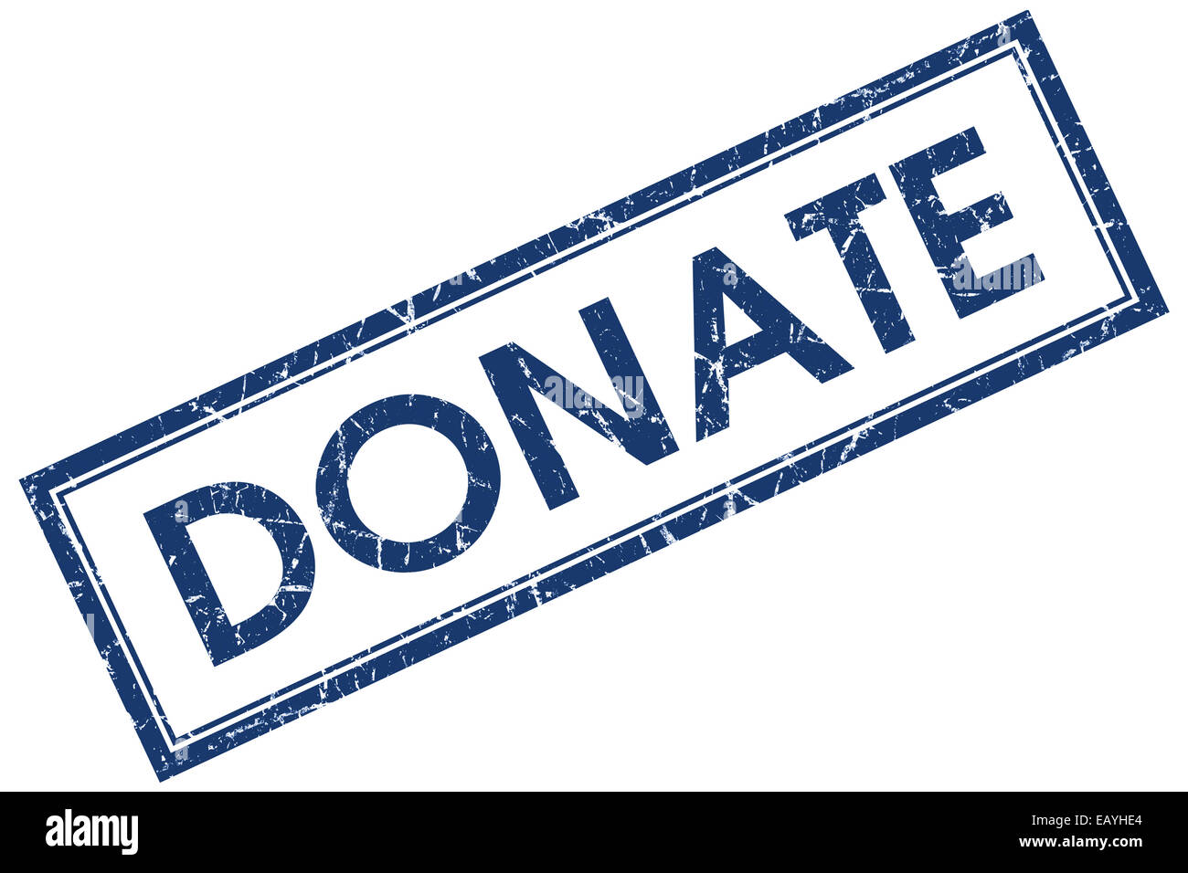 Donate blue square grungy stamp isolated on white background Stock ...
