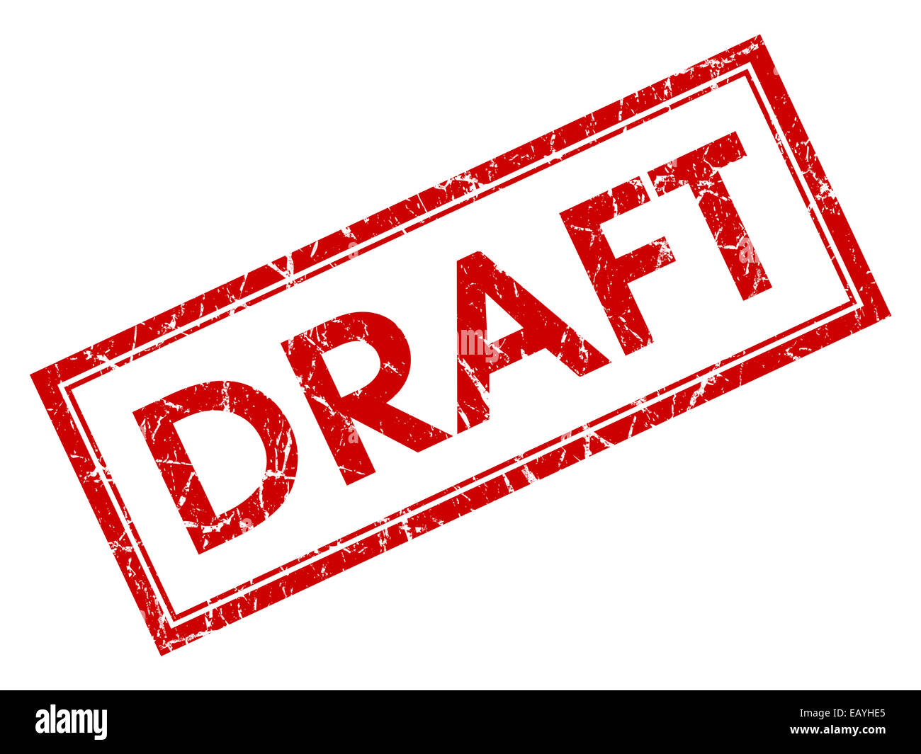 Draft red square grungy stamp isolated on white background Stock Photo ...