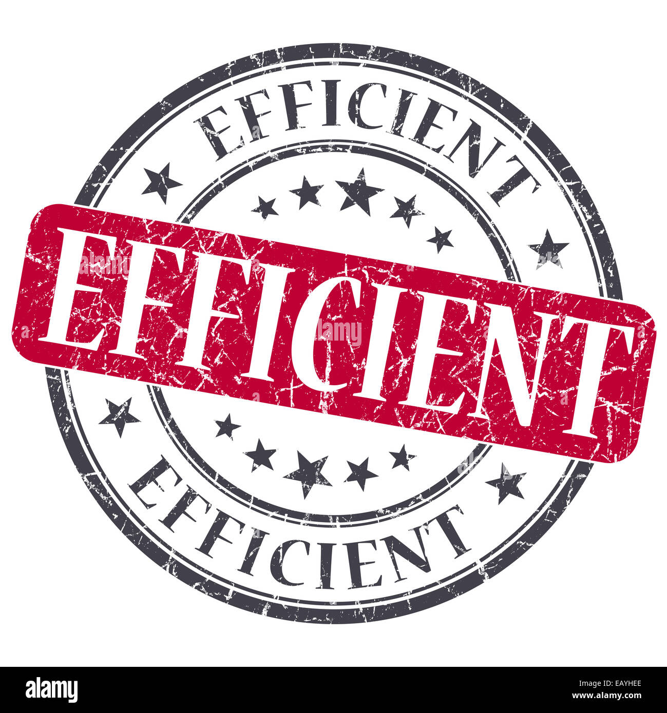 Efficient red grunge round stamp on white background Stock Photo - Alamy