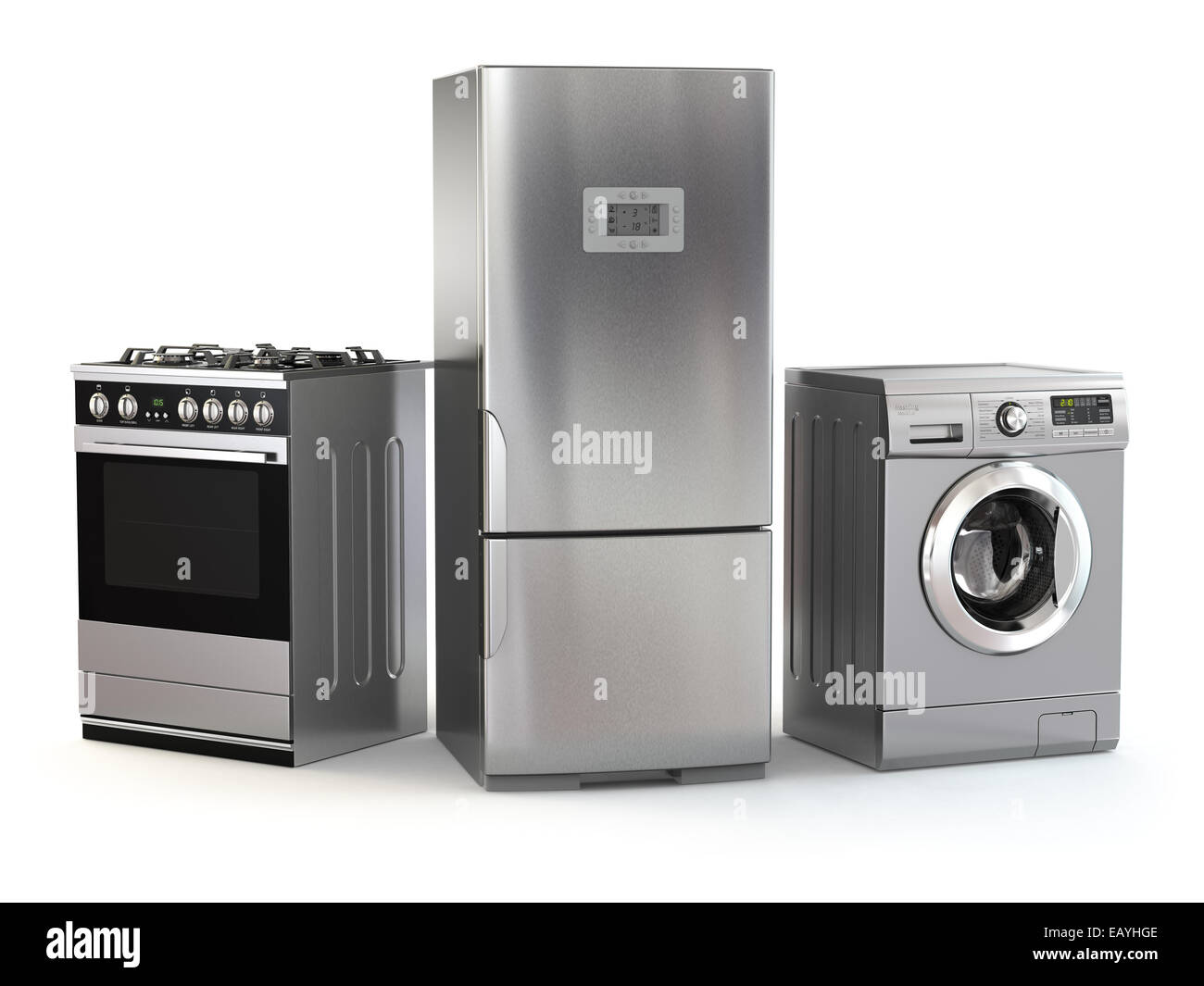 Home appliances. Set of household kitchen technics isolated on white ...