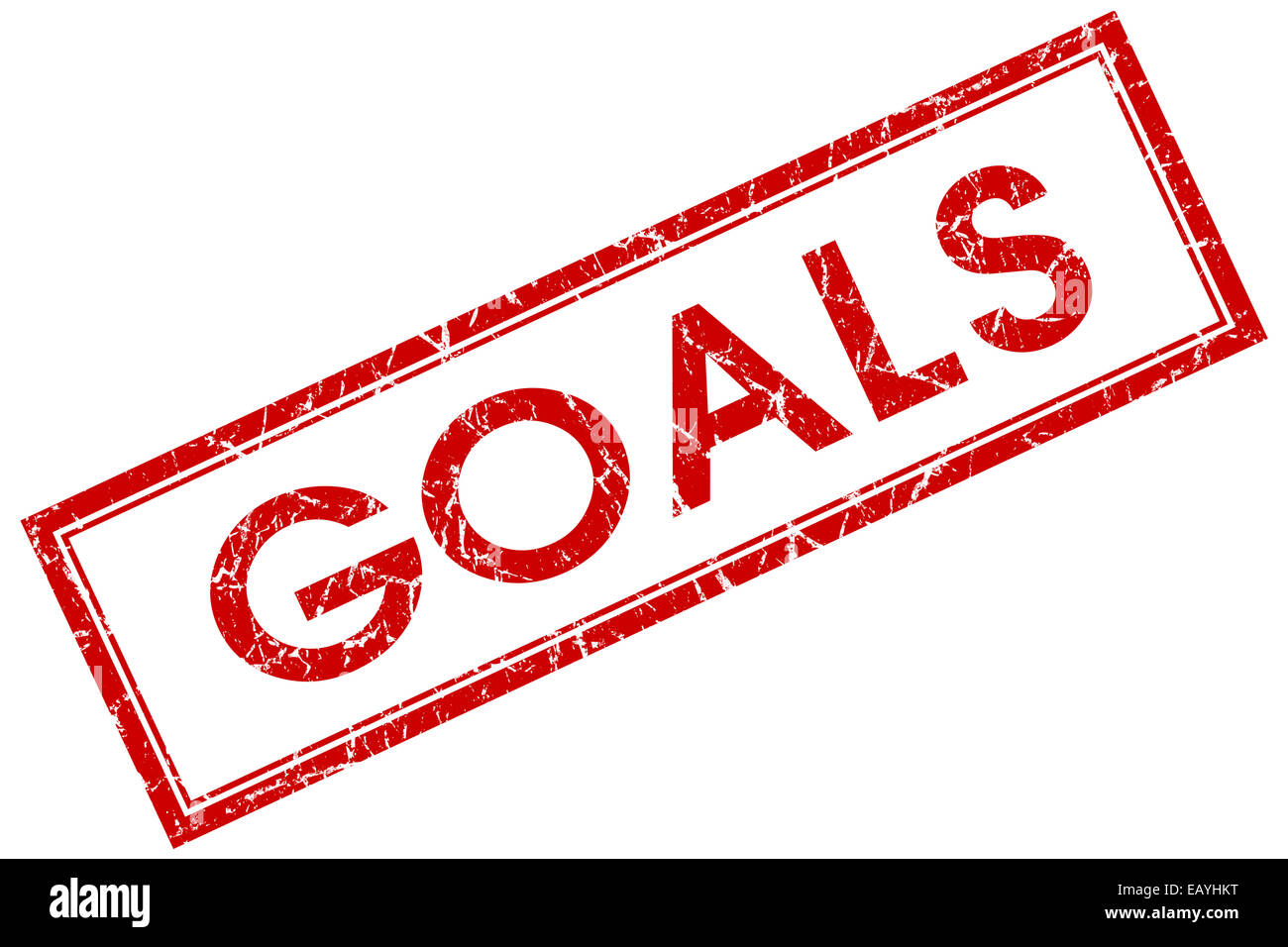 Goals red square grungy stamp isolated on white background Stock Photo ...