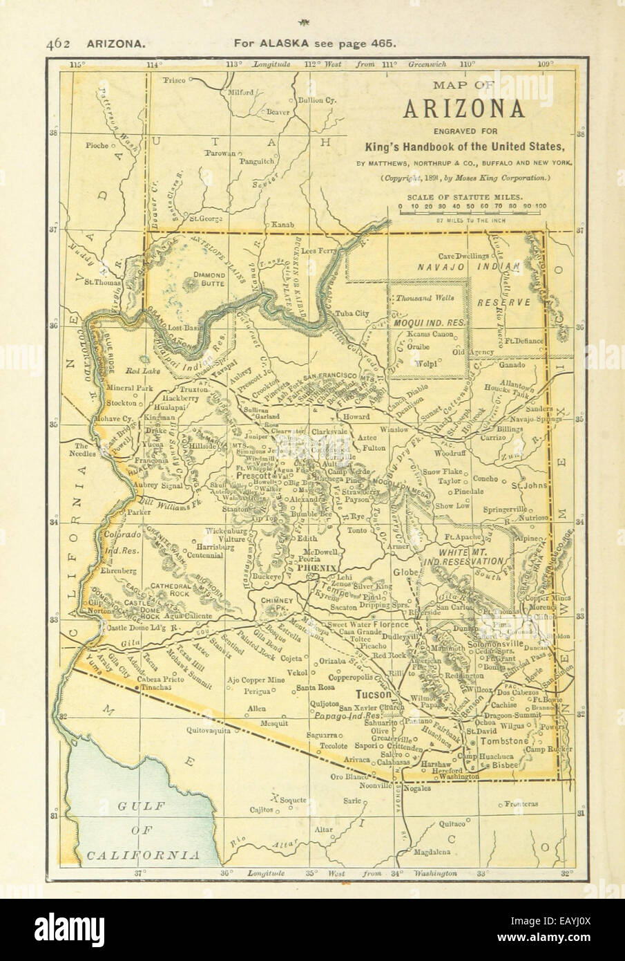 This 1891 map of Arizona details the state's counties, cities, and ...