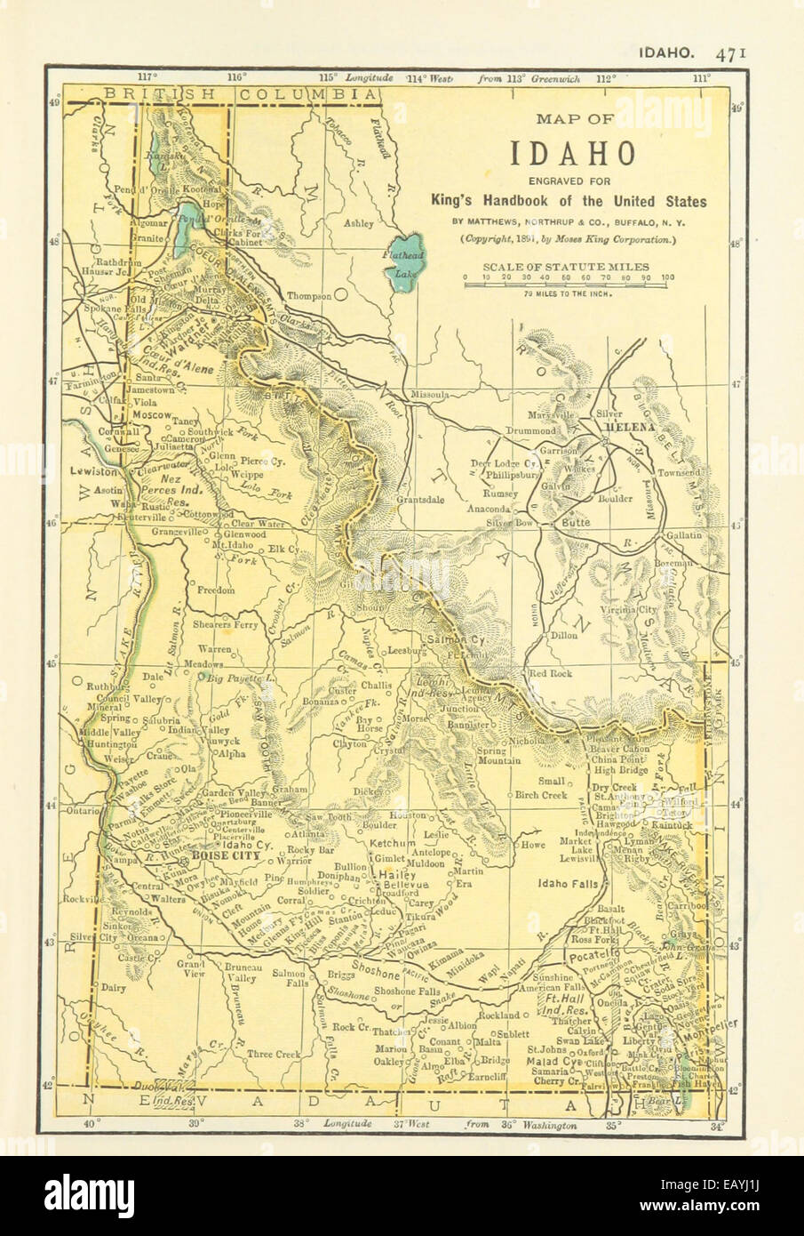 This 1891 map of Idaho offers a detailed geographical depiction of the ...
