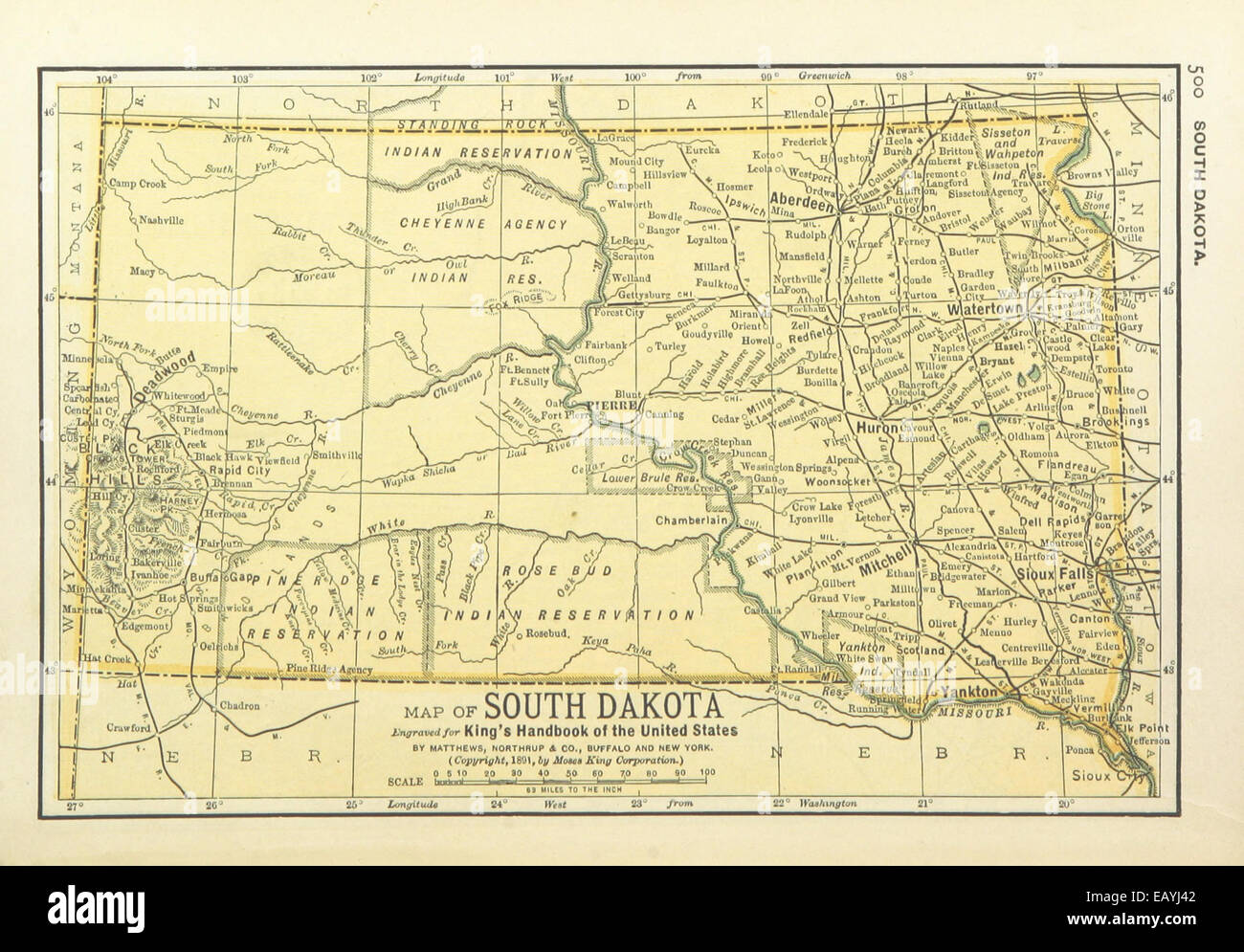 US-MAPS(1891) p502 - MAP OF SOUTH DAKOTA Stock Photo - Alamy