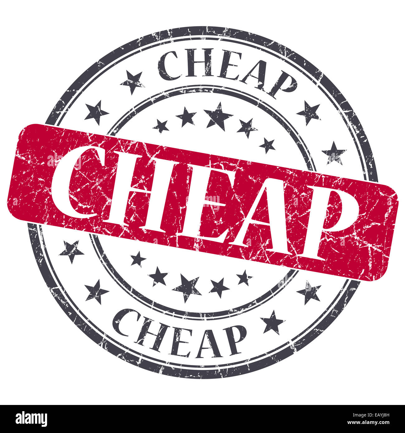 Cheap red grunge round stamp on white background Stock Photo - Alamy