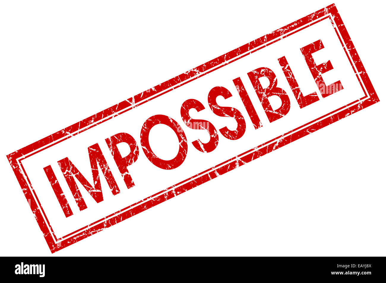 Impossible red square grungy stamp isolated on white background Stock ...