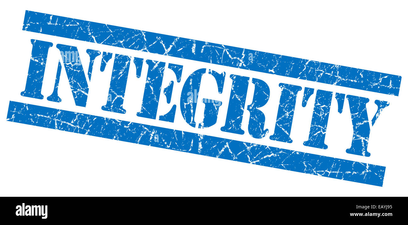 Integrity blue square grunge textured stamp isolated on white Stock ...