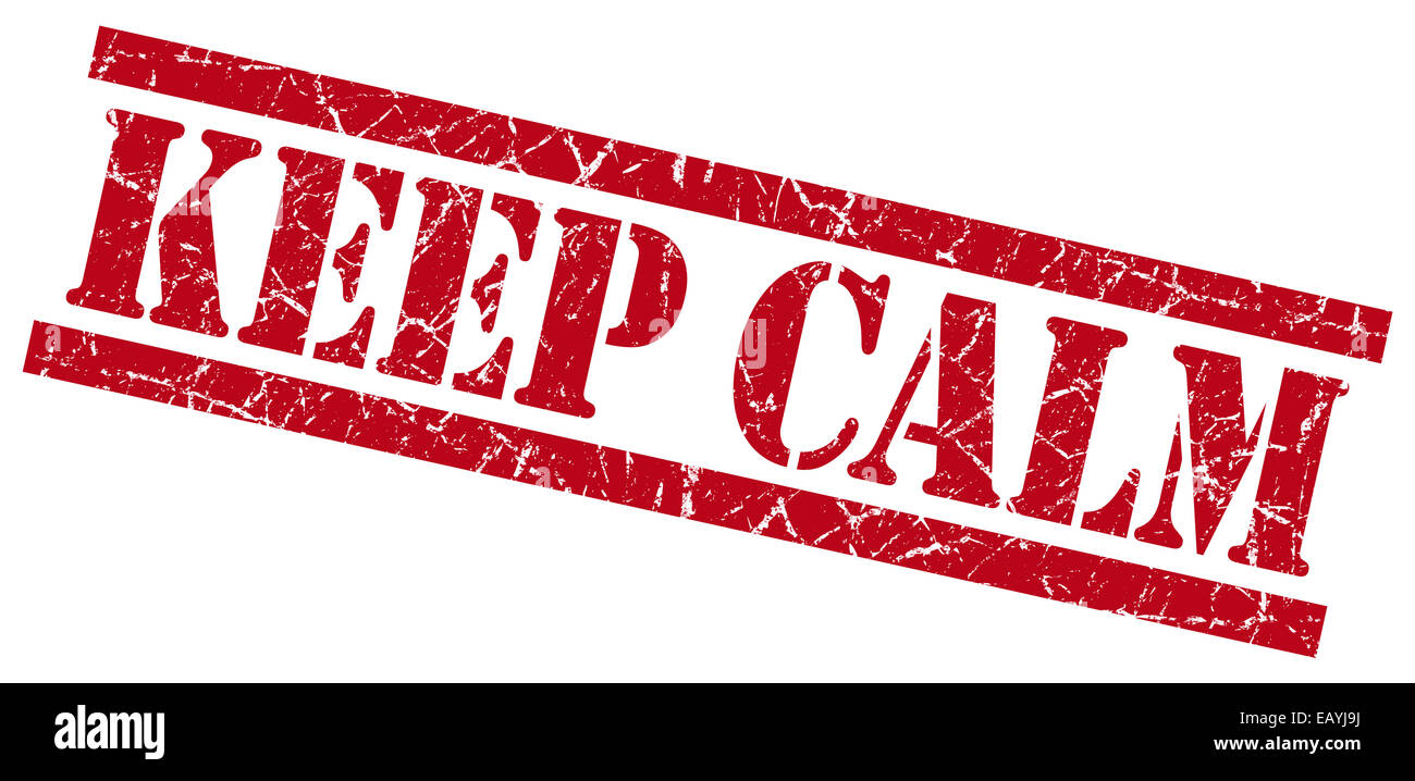 keep calm red grungy stamp on white background Stock Photo - Alamy