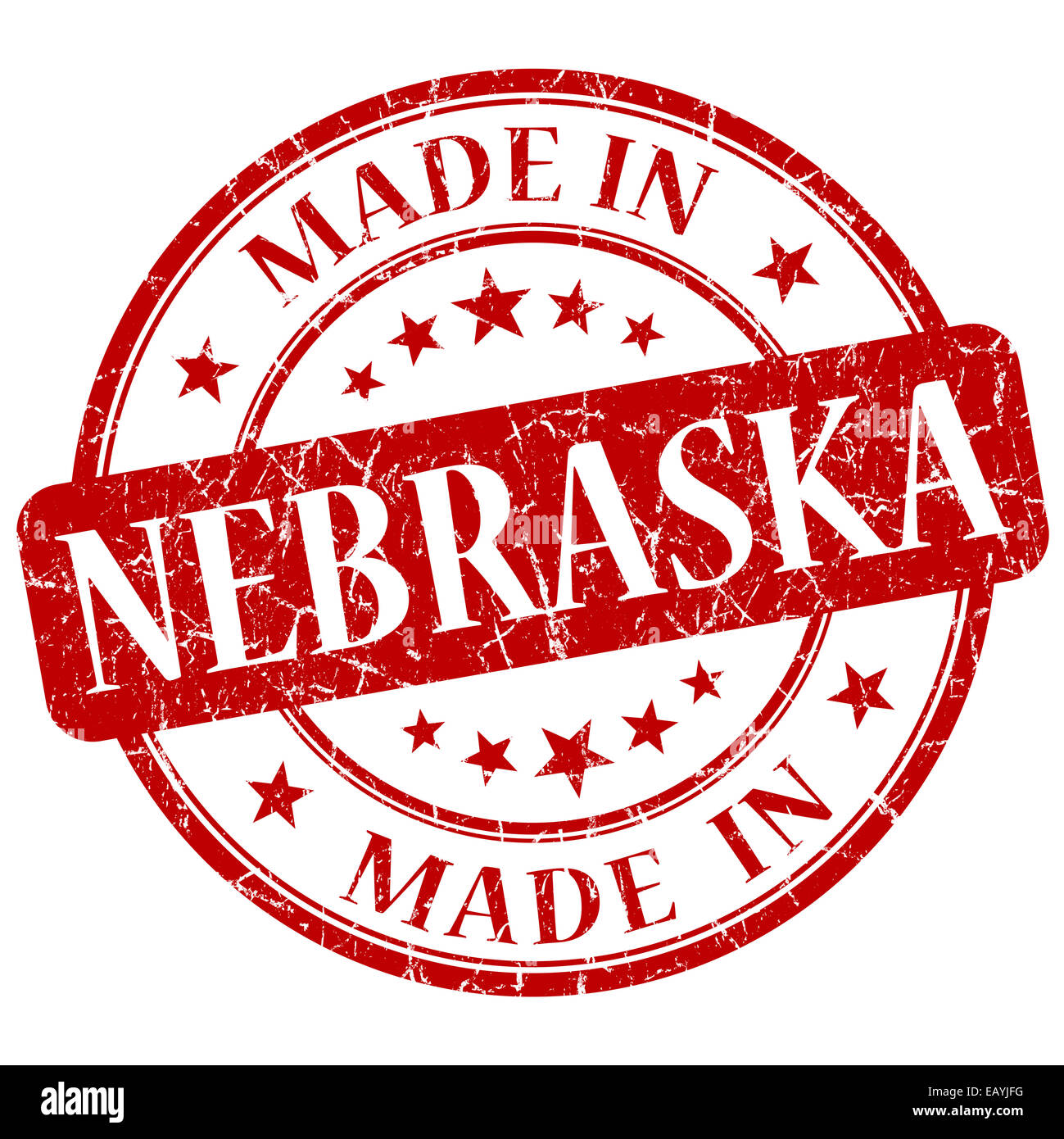 made in Nebraska red round grunge isolated stamp Stock Photo - Alamy