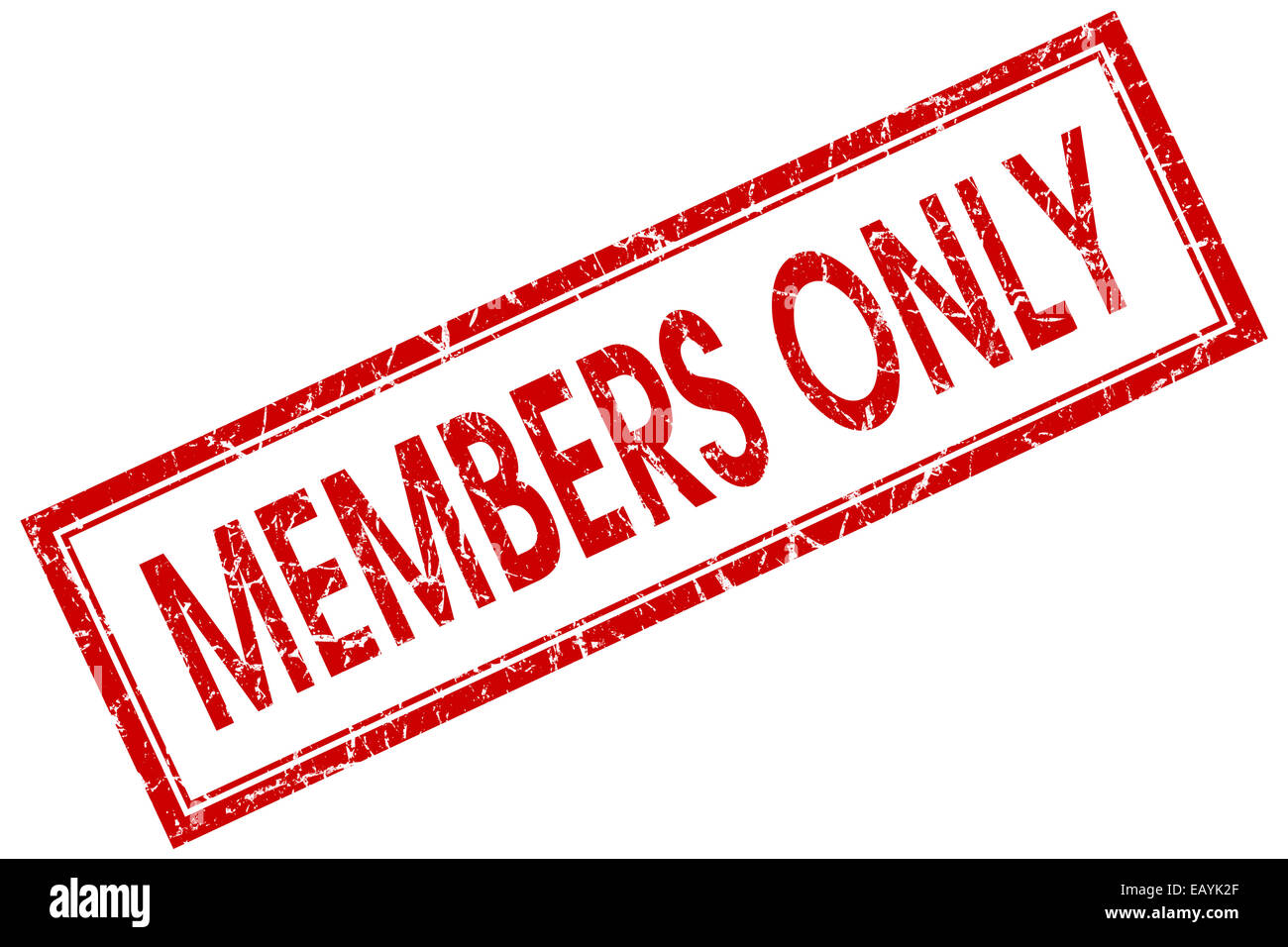 Members only red square grungy stamp isolated on white background Stock ...