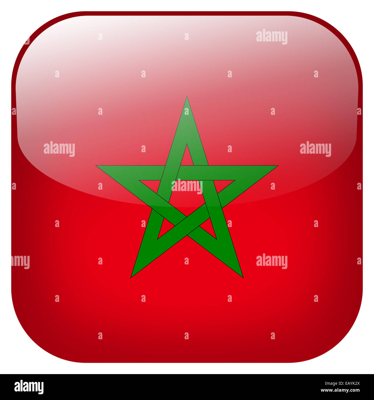 Morocco national flag square button isolated on white background Stock ...