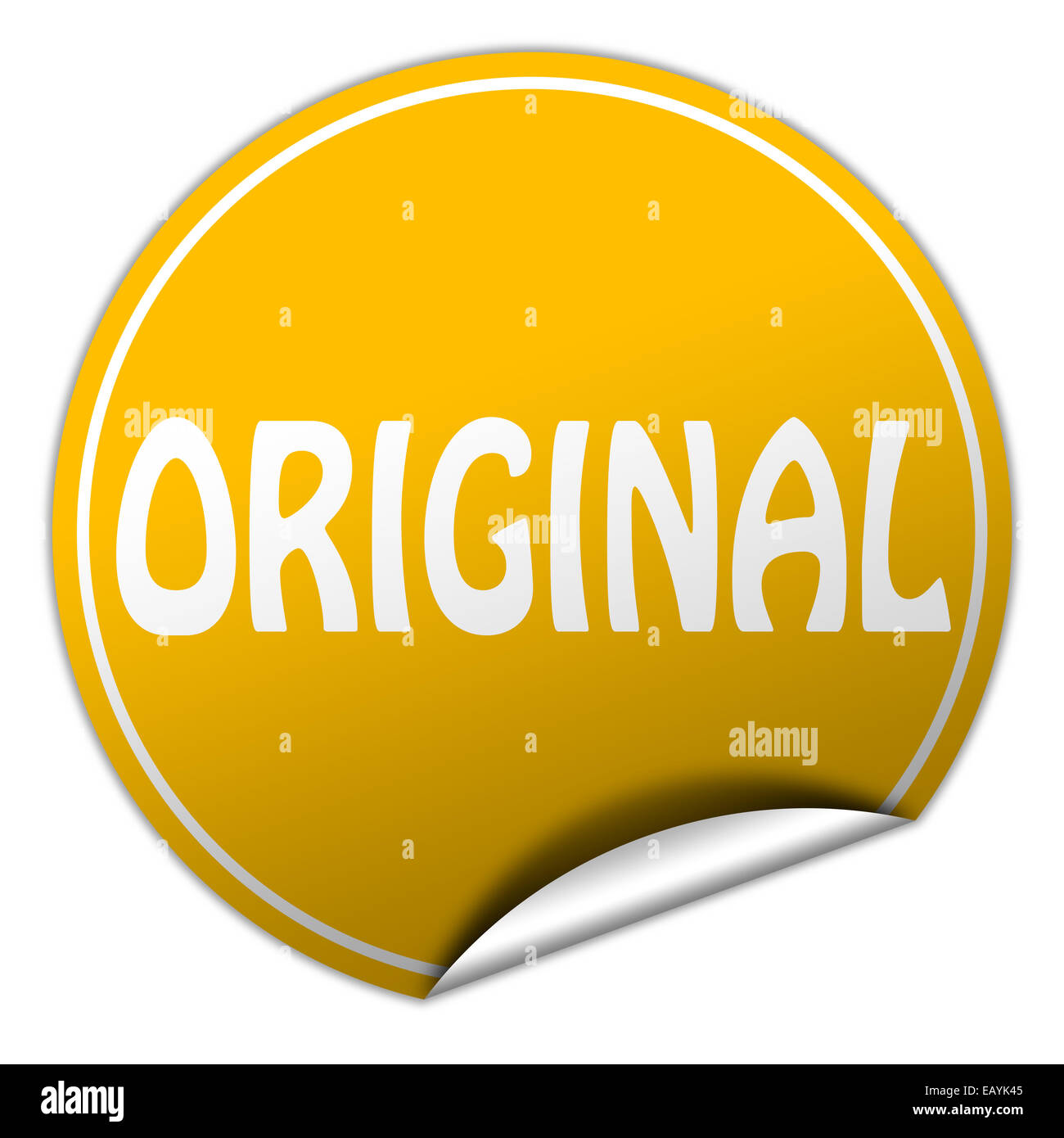 original round yellow sticker on white background Stock Photo - Alamy
