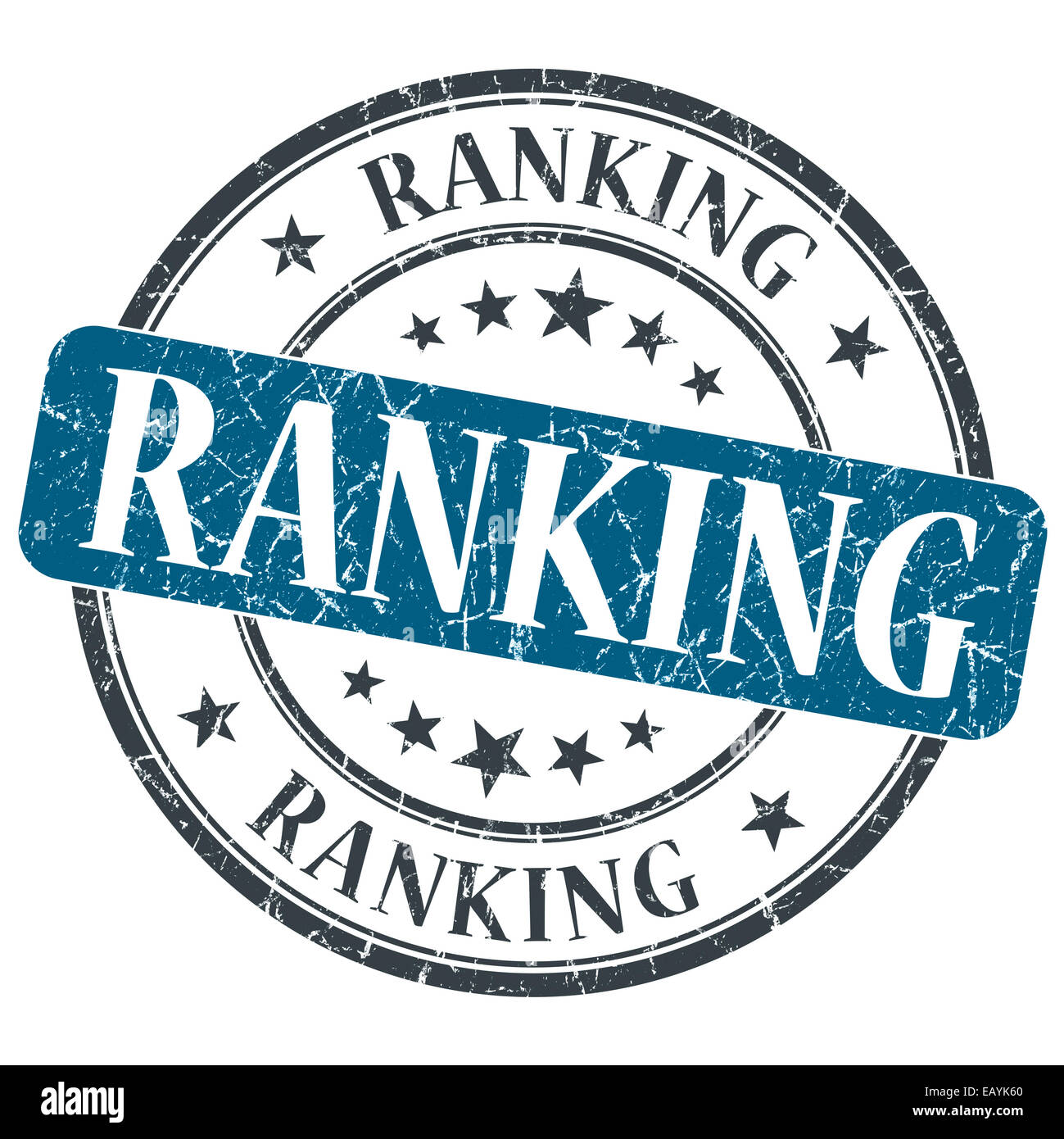 Ranking blue grunge round stamp on white background Stock Photo - Alamy