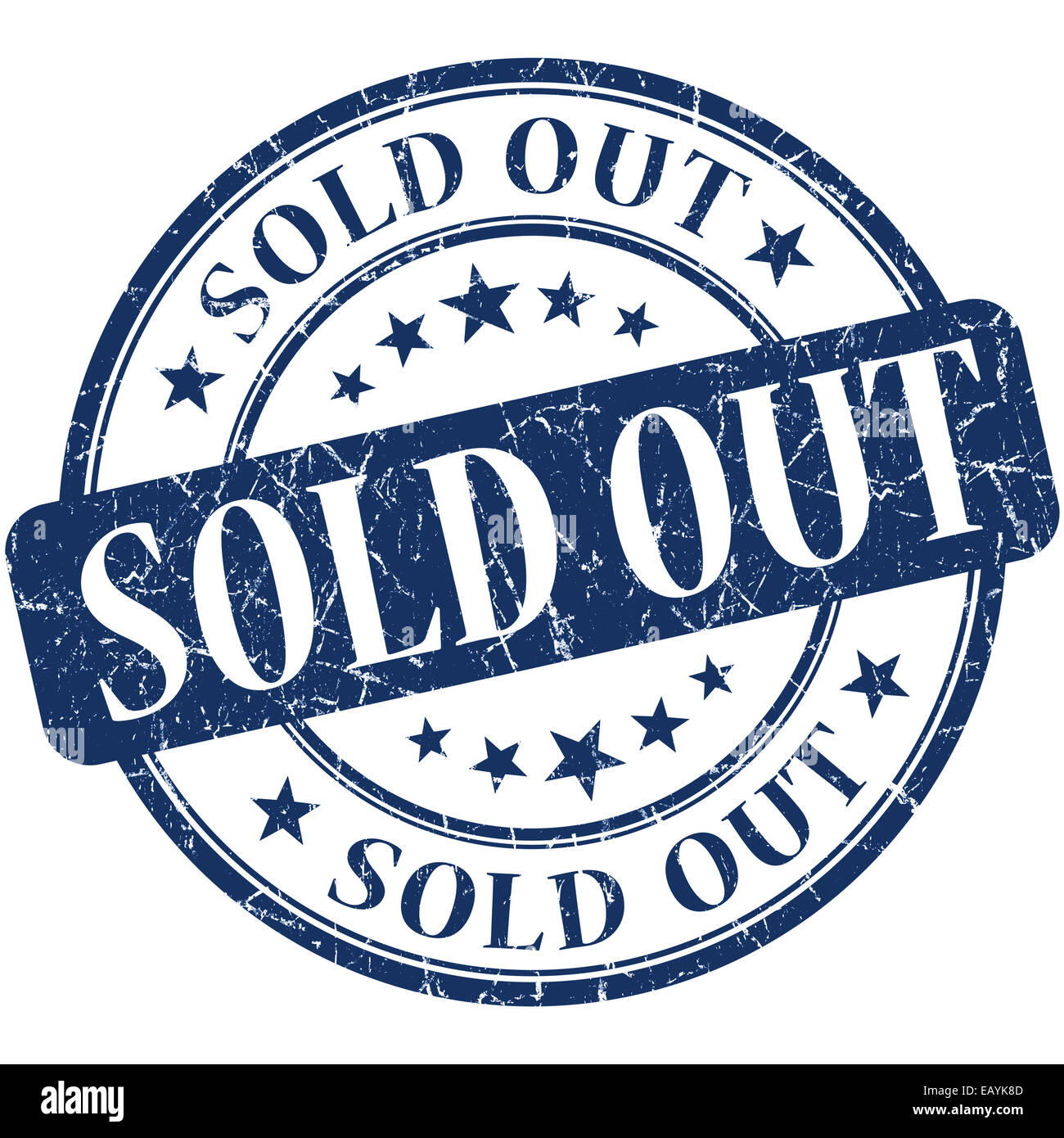 sold out blue vintage grungy isolated round stamp Stock Photo - Alamy