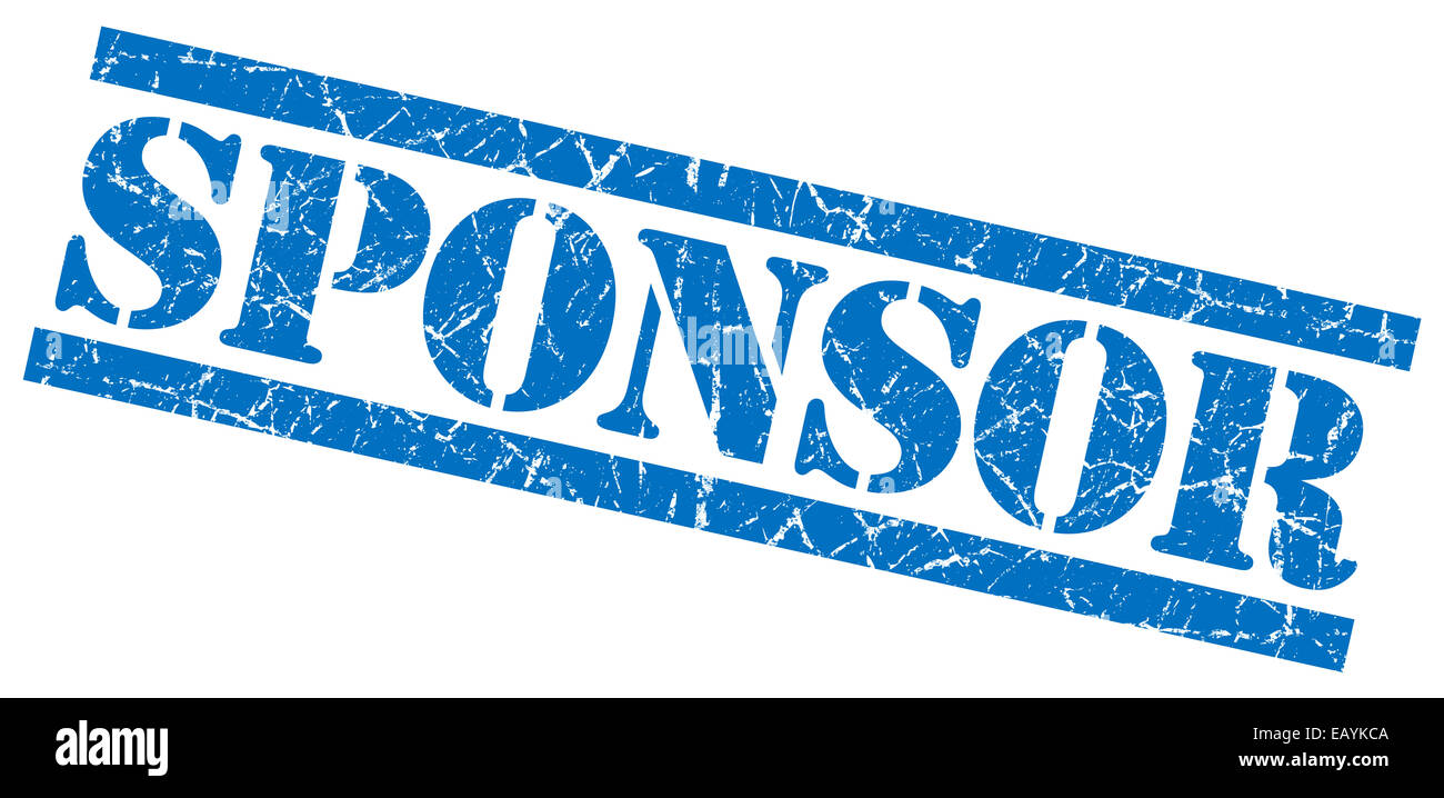 Sponsor blue square grunge textured isolated stamp Stock Photo - Alamy