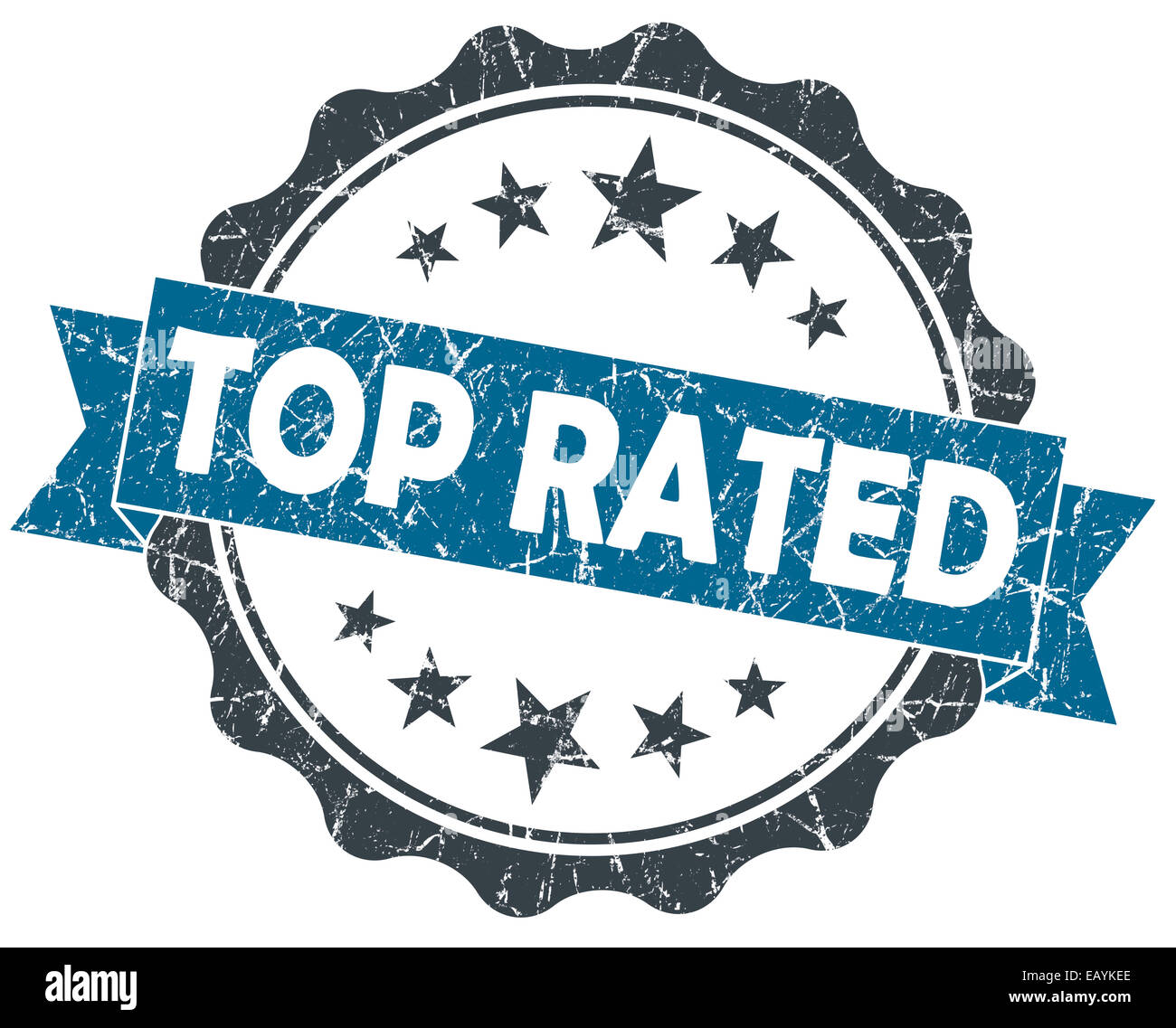 Top Rated blue grunge vintage seal isolated on white Stock Photo - Alamy