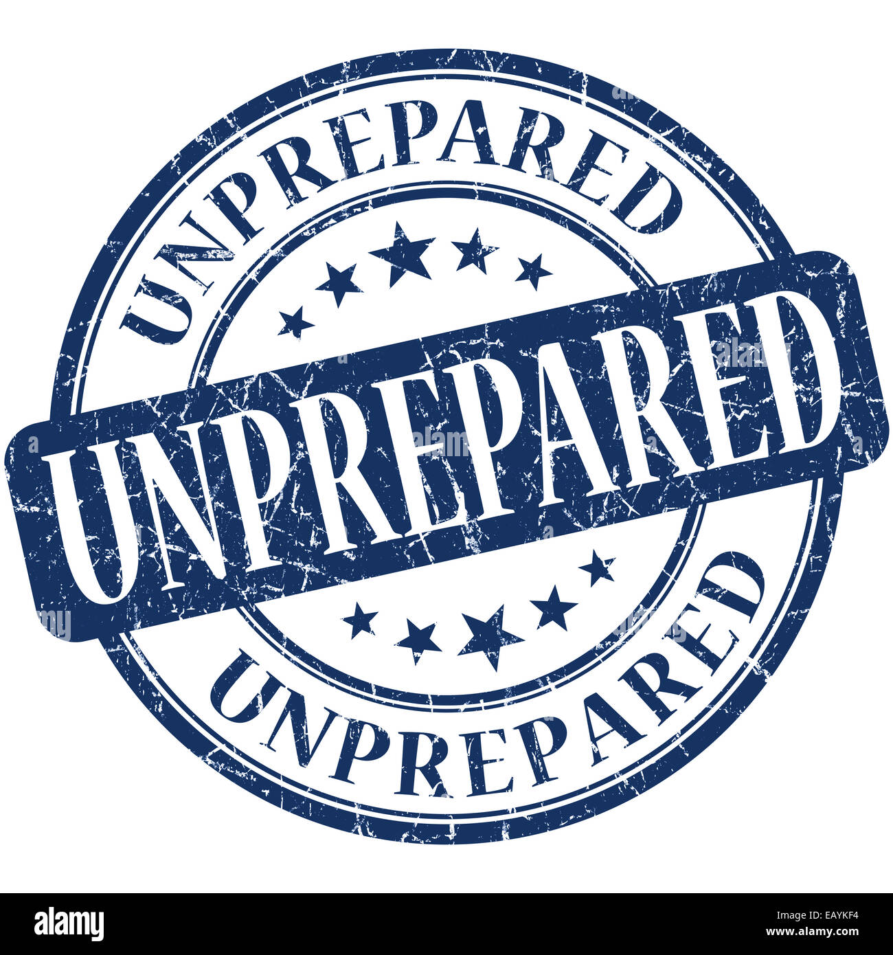 Unprepared blue round grungy vintage rubber stamp Stock Photo - Alamy