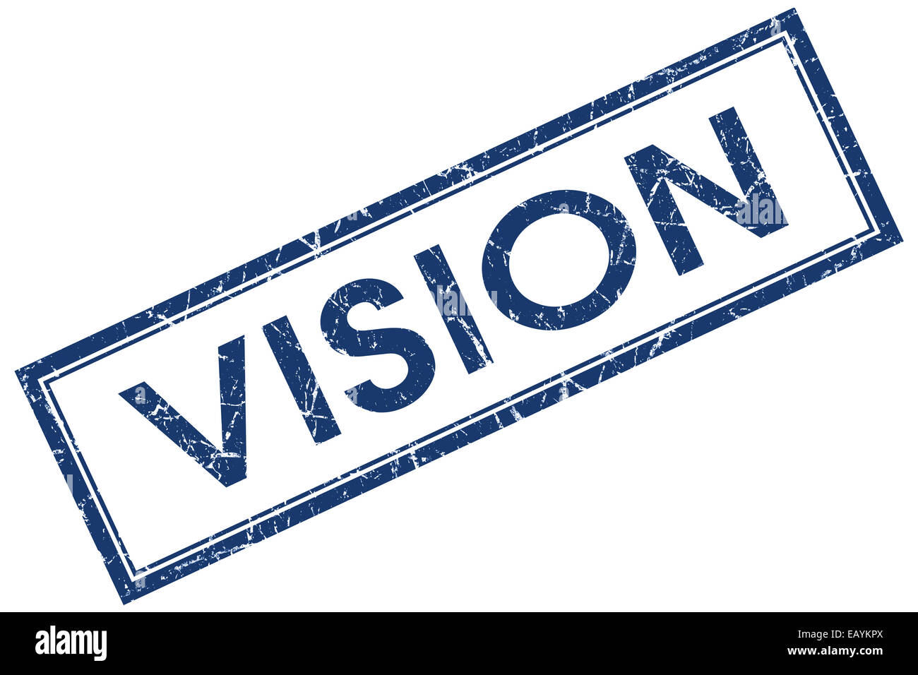 Vision blue square grungy stamp isolated on white background Stock ...