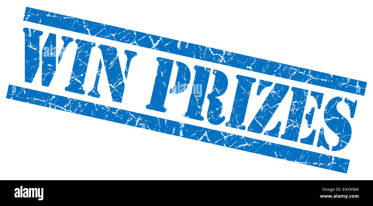 win prizes blue square grunge textured isolated stamp Stock Photo - Alamy