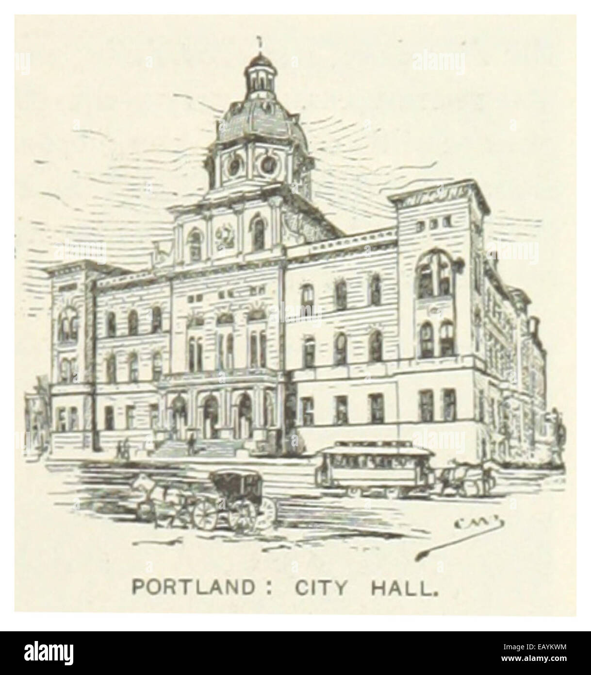 This 1891 illustration shows Portland's City Hall, located in Maine ...