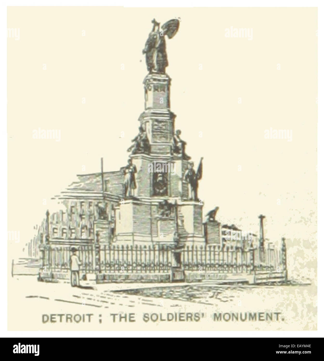 An 1891 illustration of the Soldiers' Monument in Detroit, Michigan ...