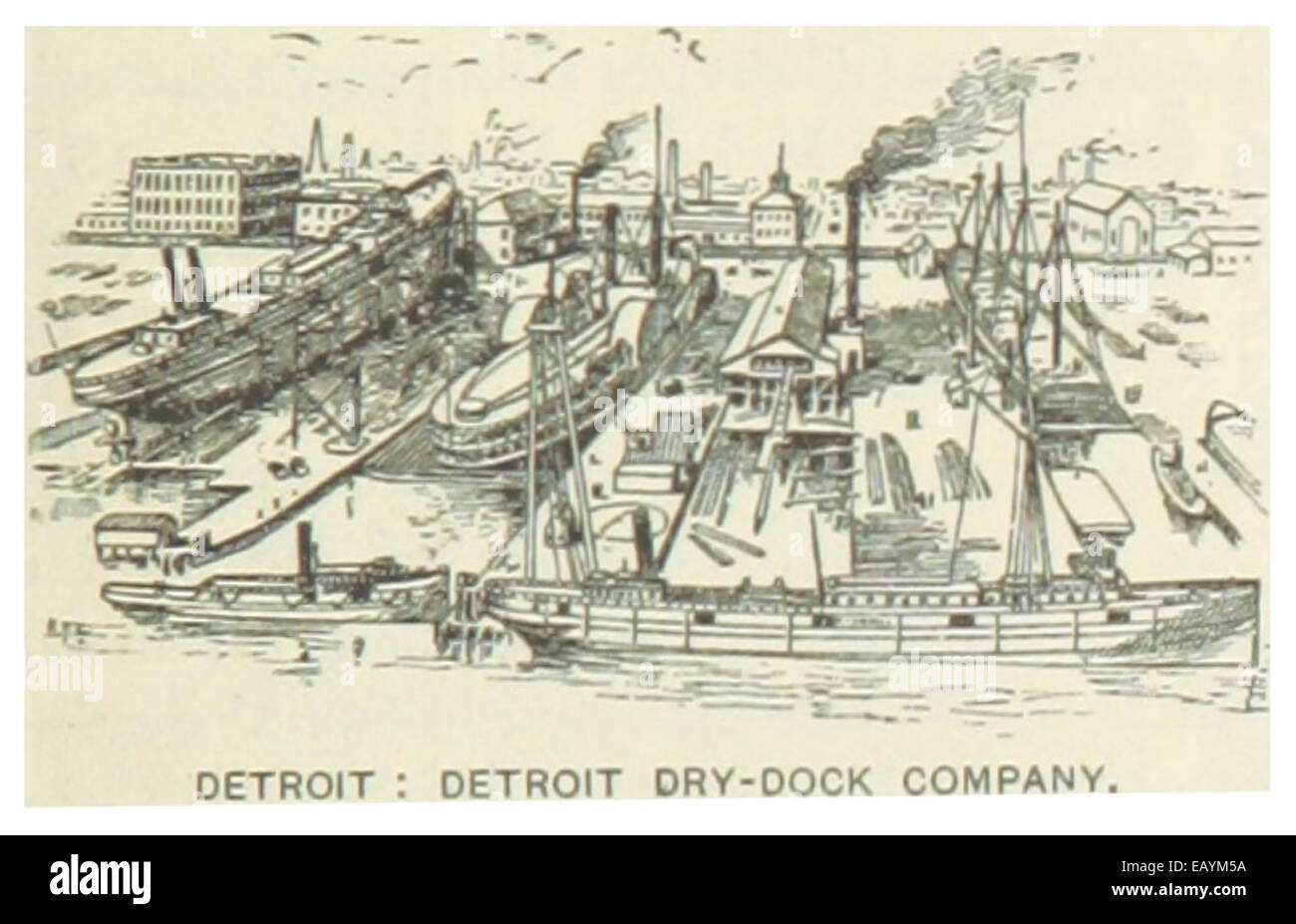 An 1891 illustration depicting the Detroit Dry-Dock Company ...
