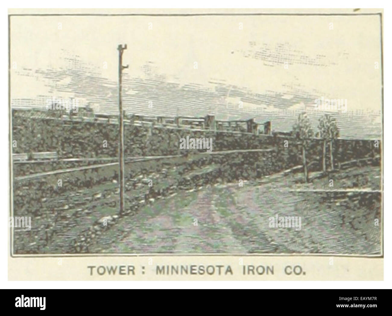 An 1891 sketch of the Minnesota-Iron Company works in Tower, Minnesota ...