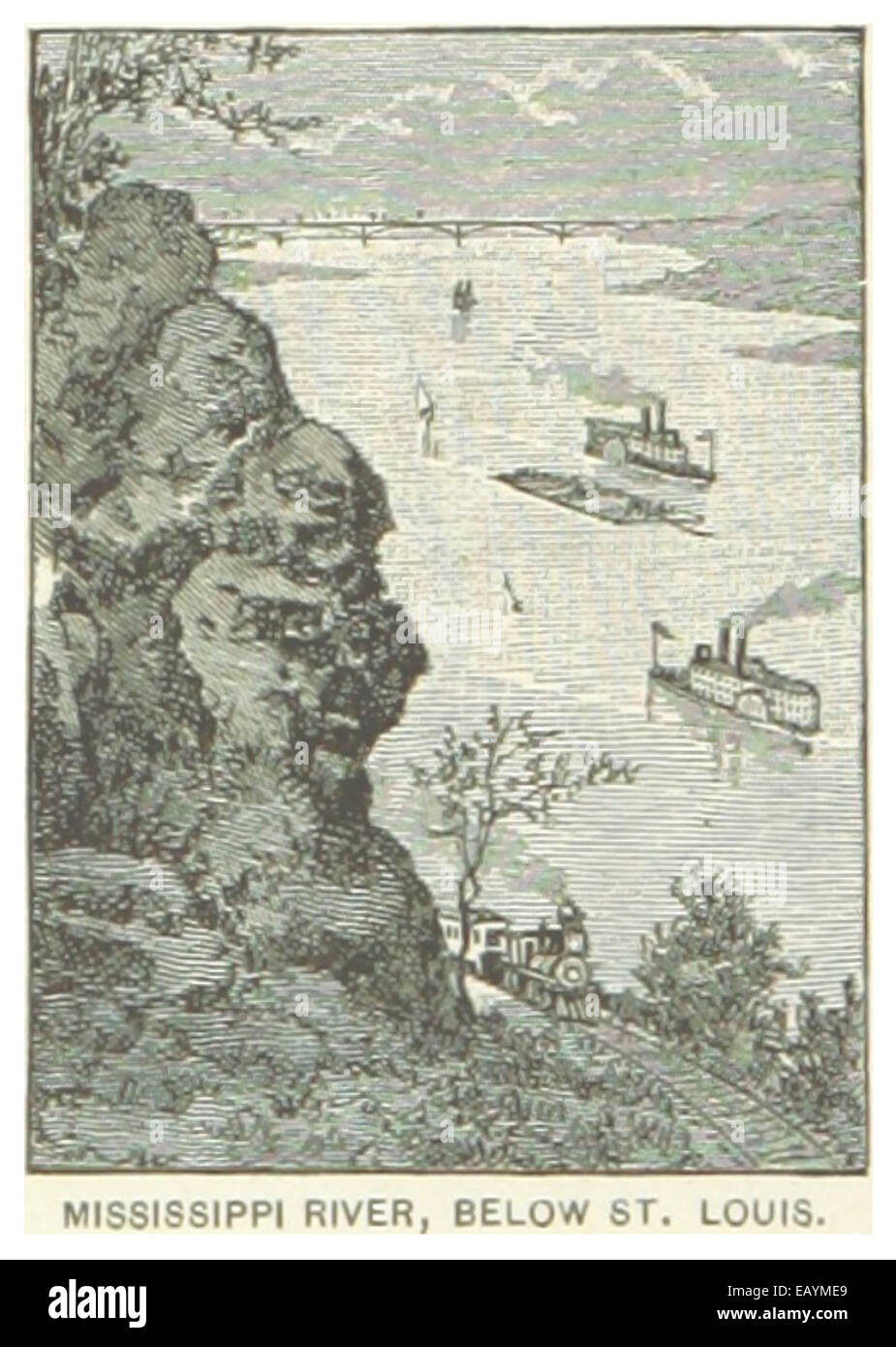 An 1891 map illustrating the Mississippi River below St. Louis ...