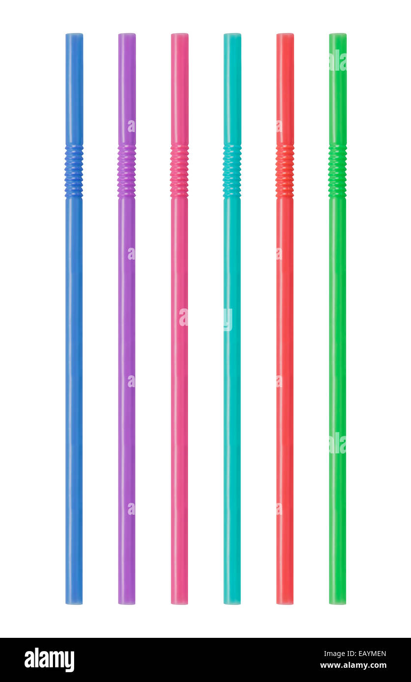 Colorful straws isolated on white Stock Photo - Alamy