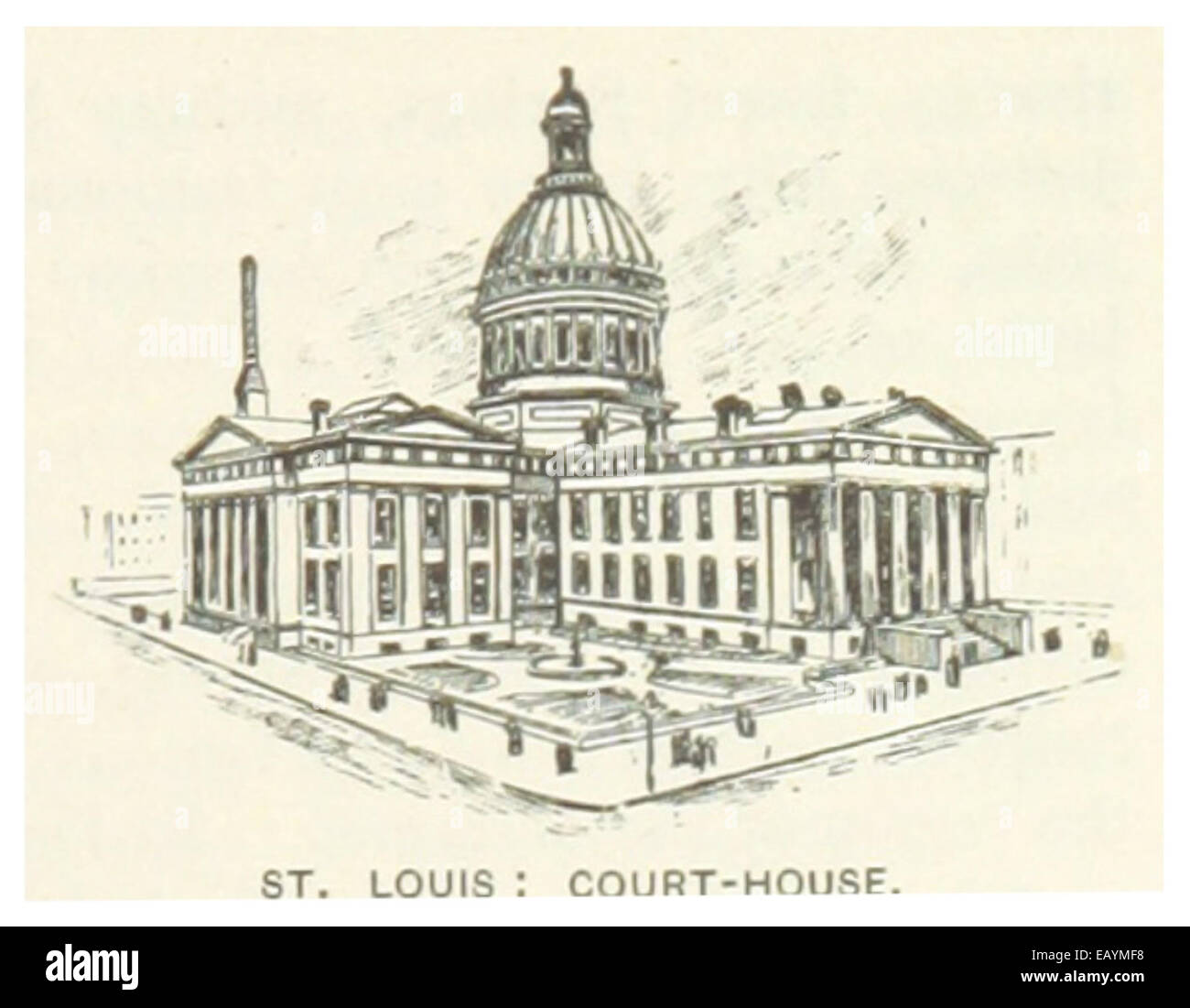 An 1891 illustration depicting the St. Louis Courthouse in Missouri ...