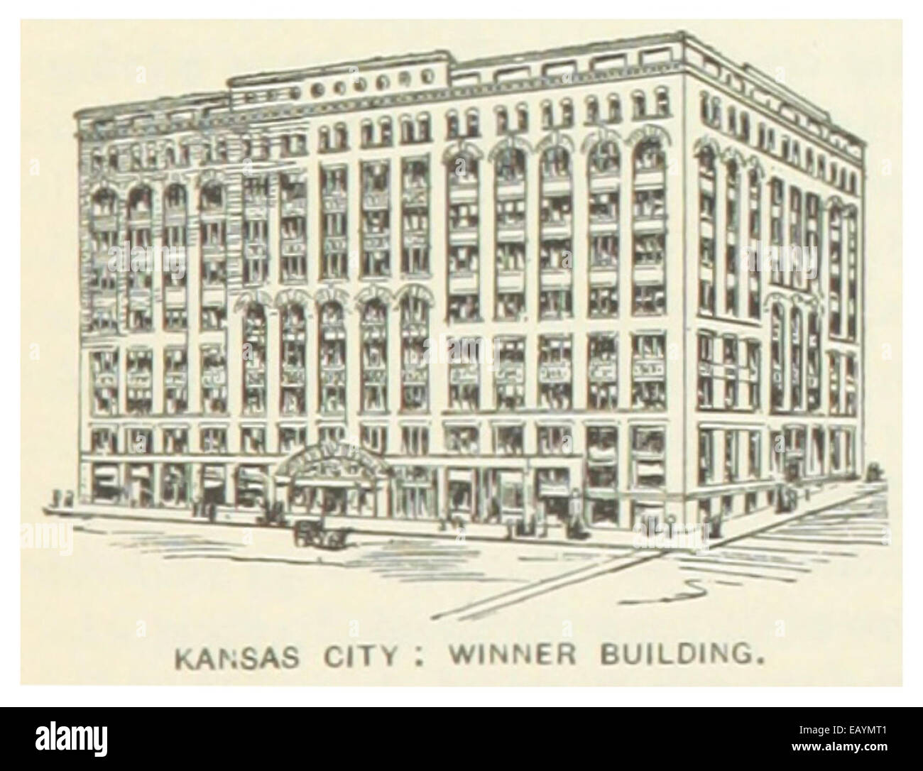 This 1891 illustration depicts the Winner Building in Kansas City ...