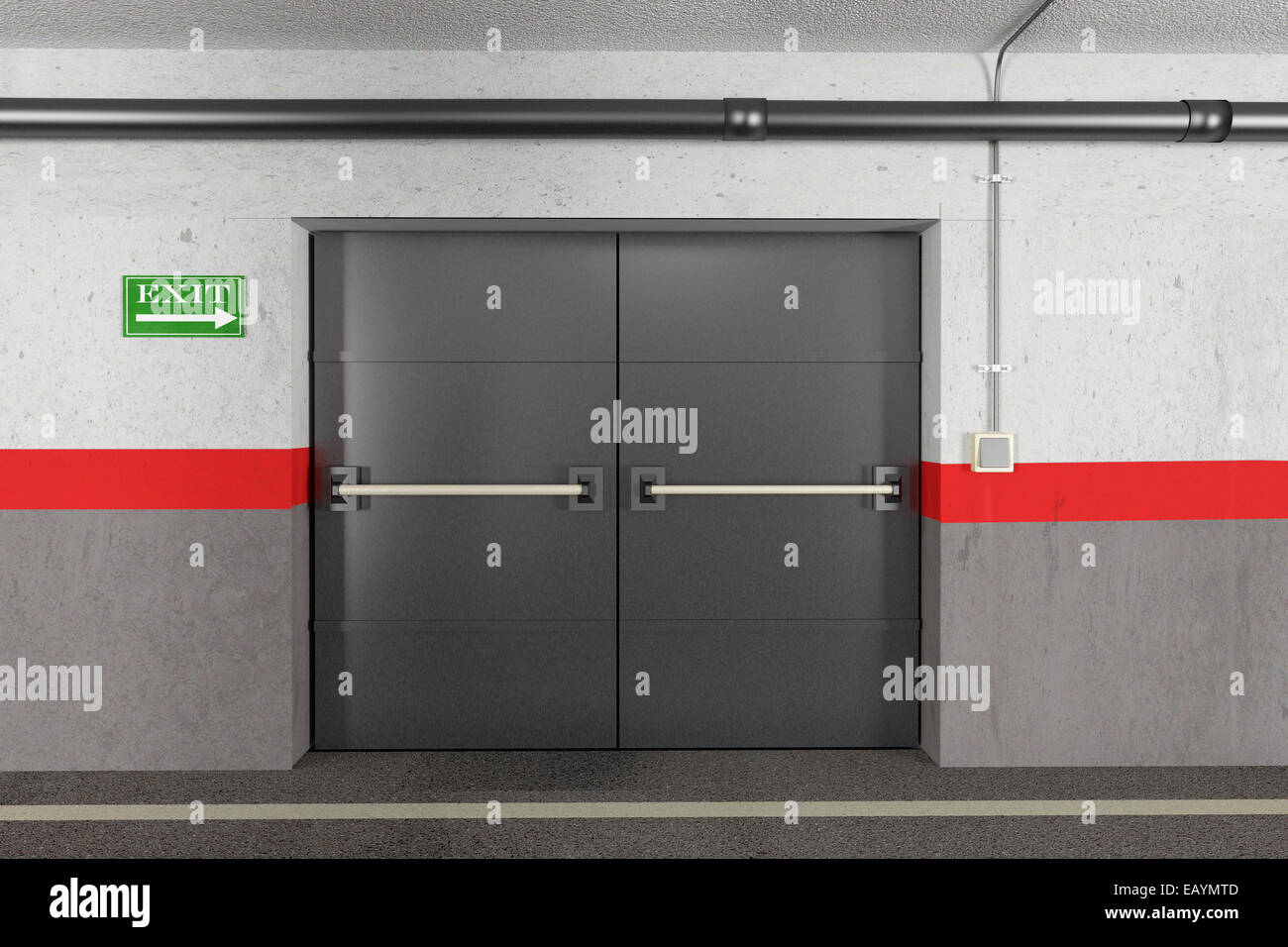 3D rendering of a garage exit door Stock Photo - Alamy