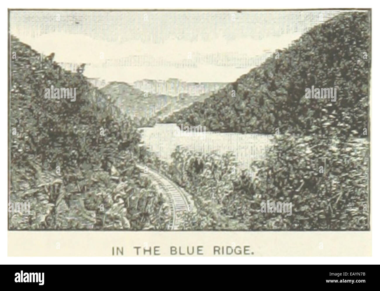 An 1891 illustration depicting the scenic Blue Ridge Mountains in North ...