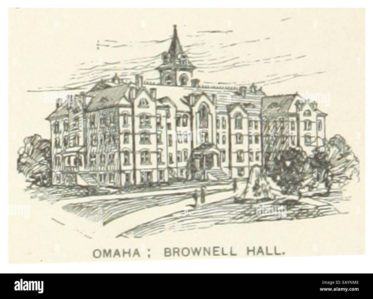 US-NE(1891) p528 OMAHA, BROWNELL HALL Stock Photo - Alamy