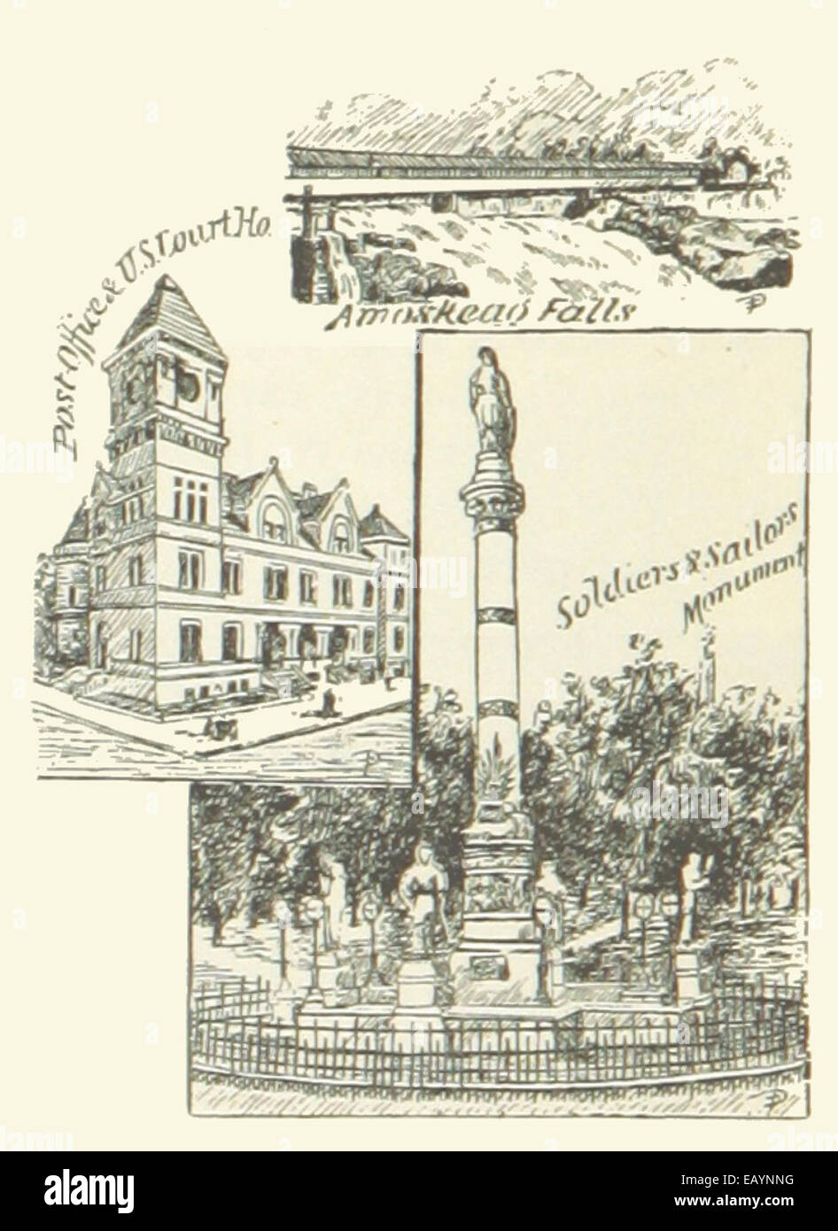 An 1891 illustration from the US-NH series showing Manchester, New ...