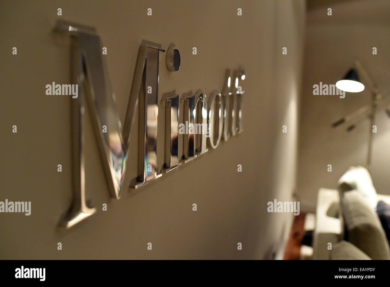 Berlin, Germamy. 20th Nov, 2014. The logo of the brand Minotti is seen ...