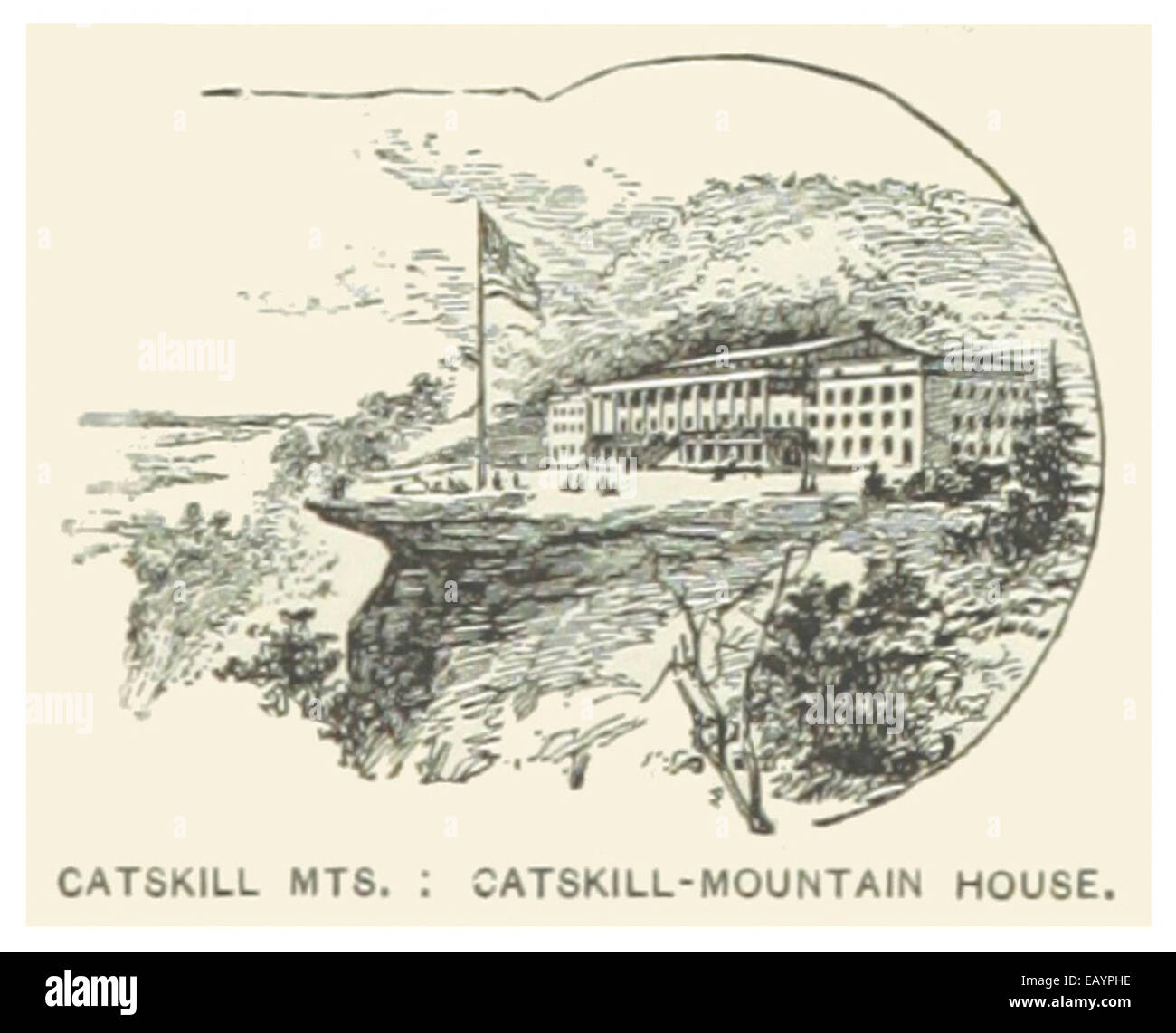 This 1891 illustration depicts the Catskill Mountain House in New York ...