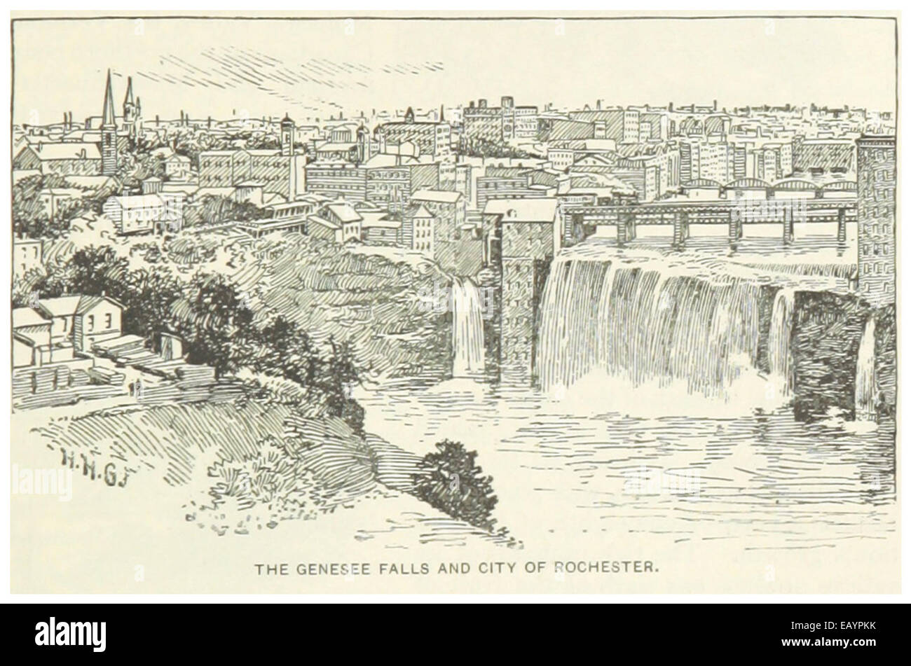 An 1891 illustration depicting Rochester, New York, and the iconic ...