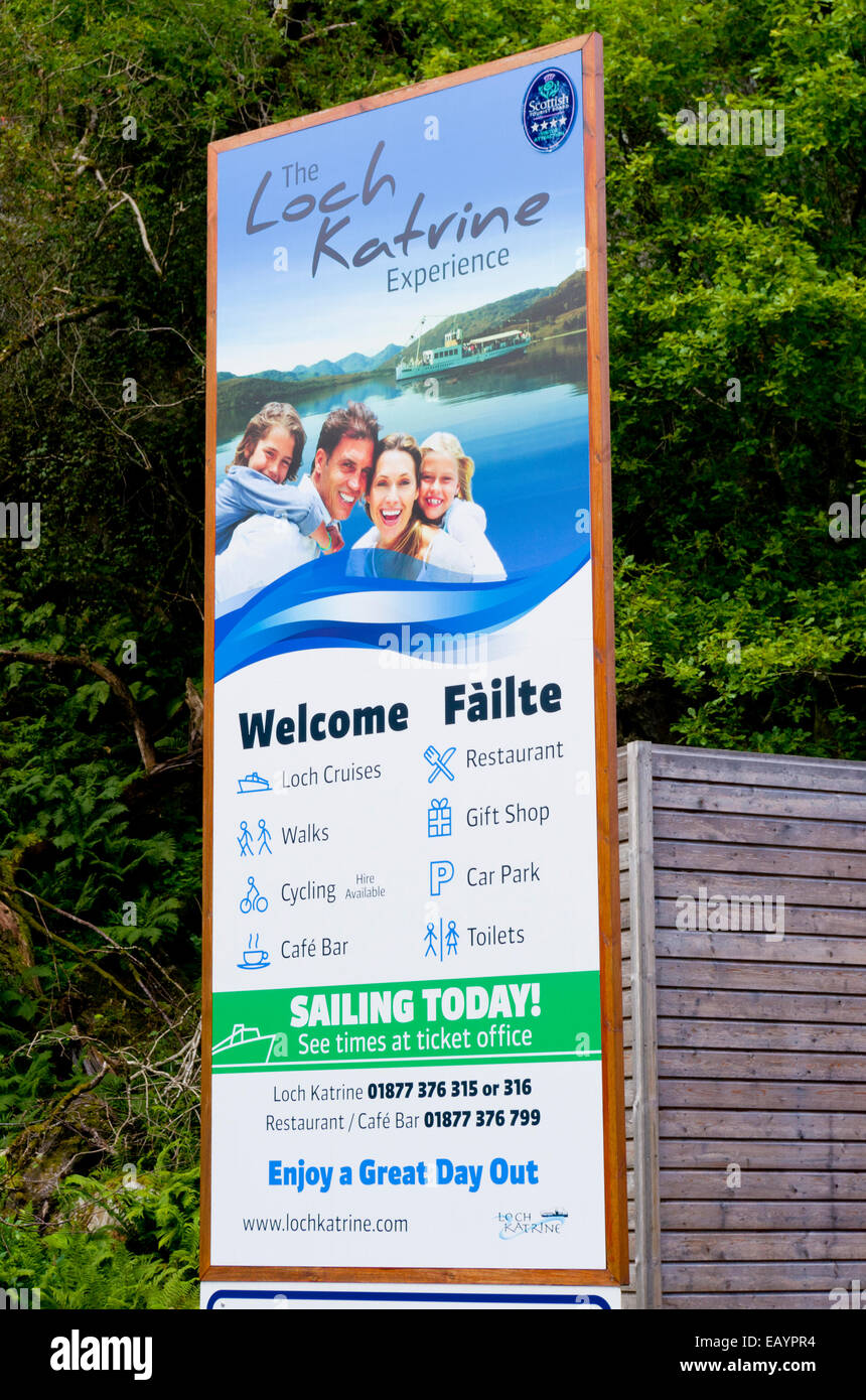 Entrance Sign to Loch Katrine Pier, Trossachs, Stirlingshire, Scotland ...