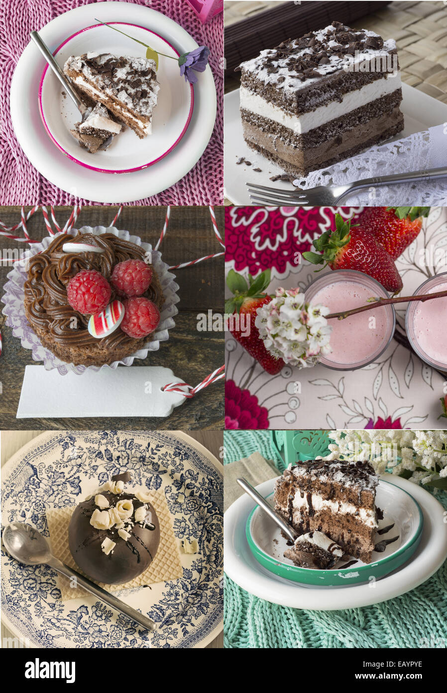 collage of cakes, assorted desserts Stock Photo - Alamy