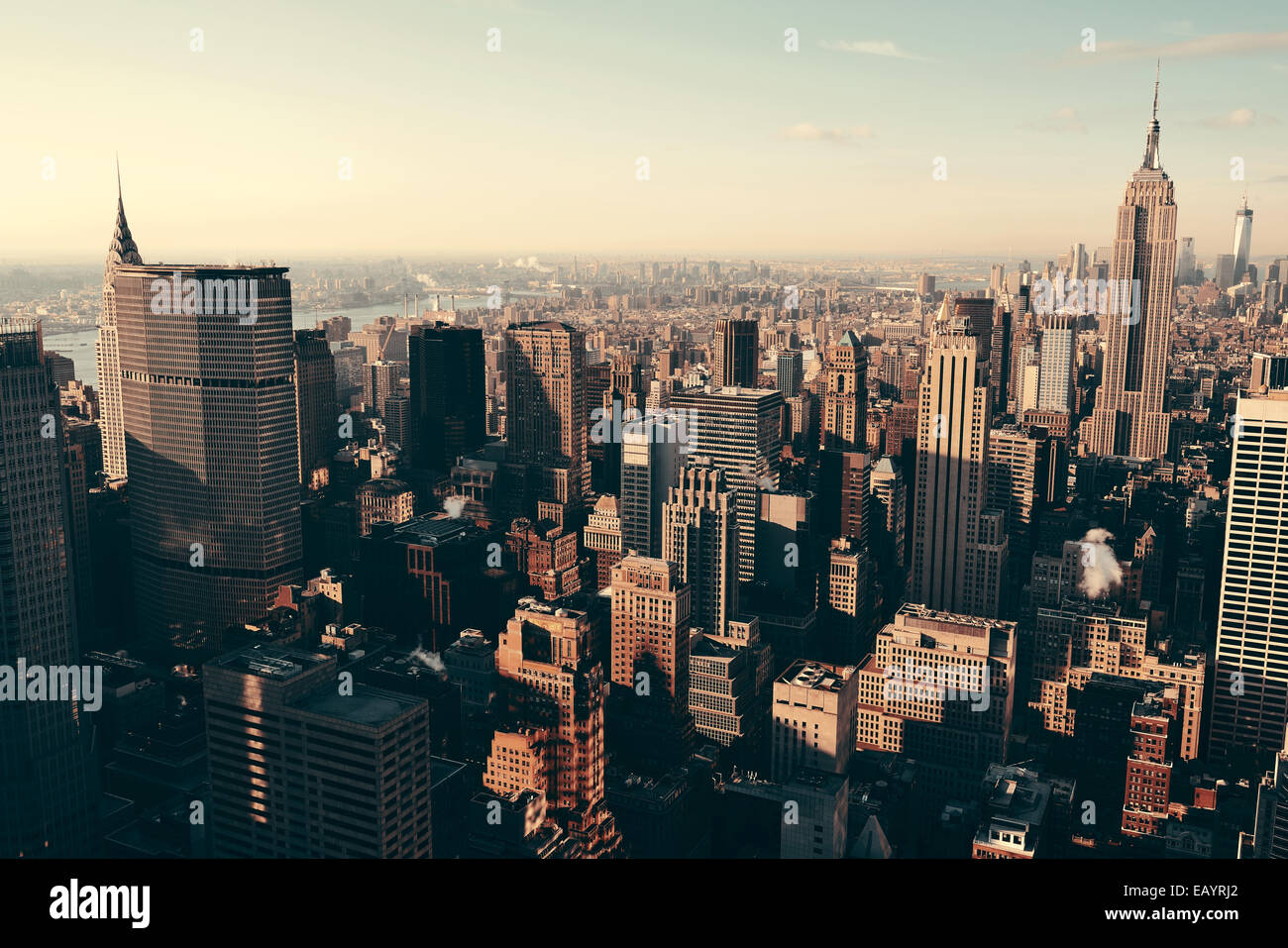 New York City skyscrapers rooftop urban view Stock Photo - Alamy