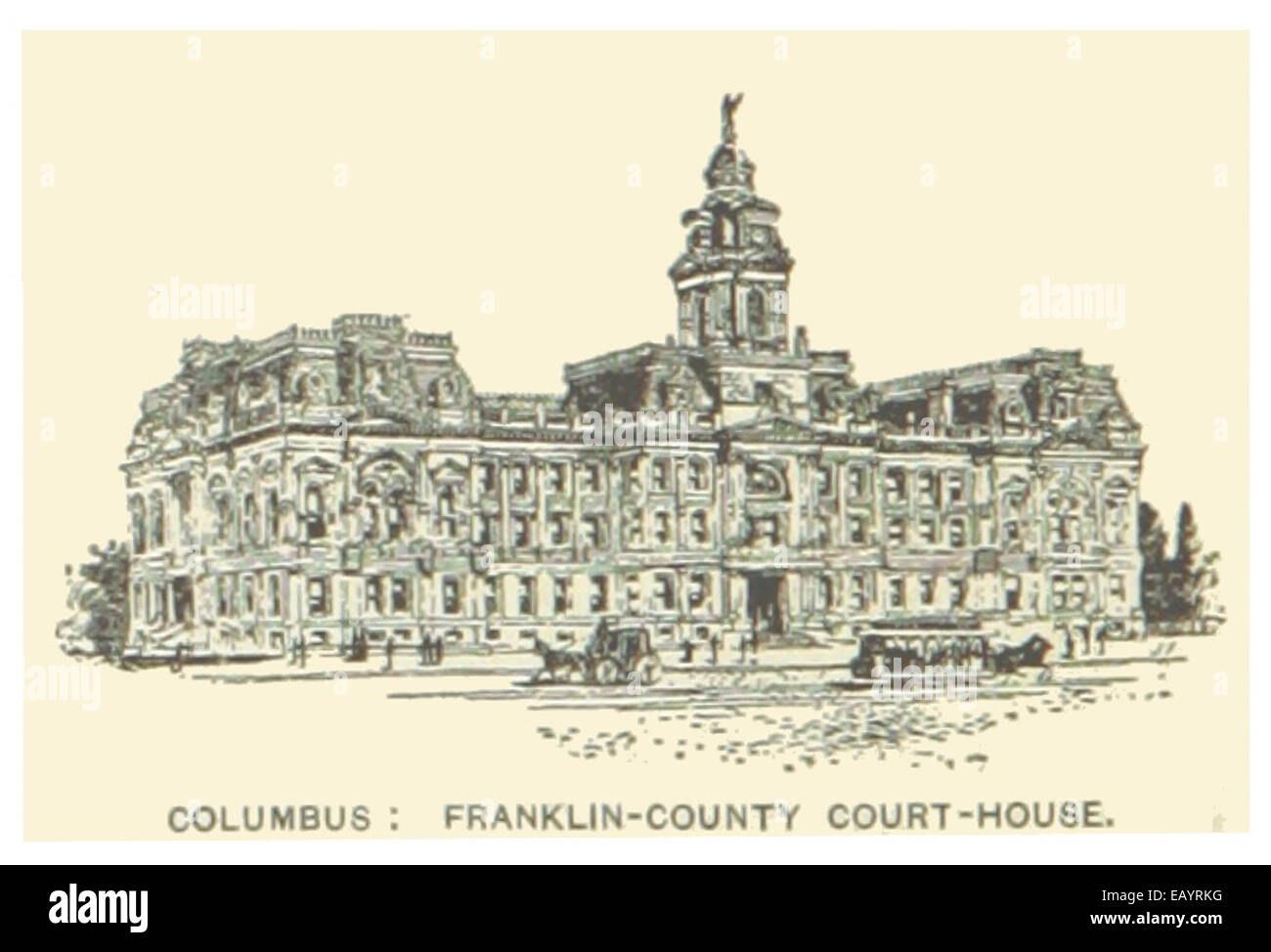 An 1891 illustration of the courthouse in Columbus, Ohio, representing ...