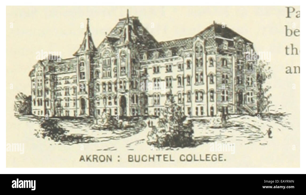 This 1891 illustration of Akron, Ohio, features Buchtel College, a key ...